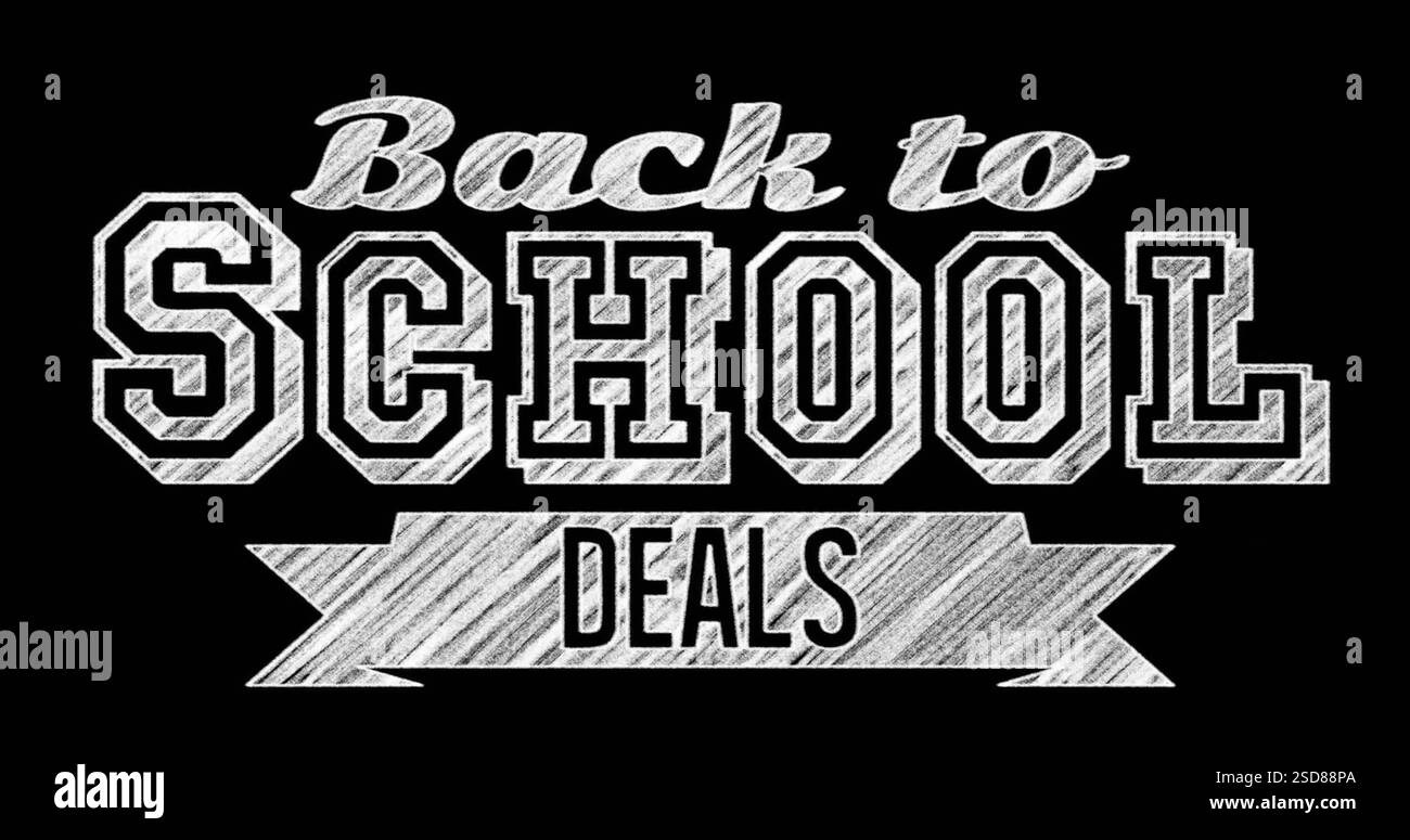 Image of back to school deals text in white on black background Stock ...