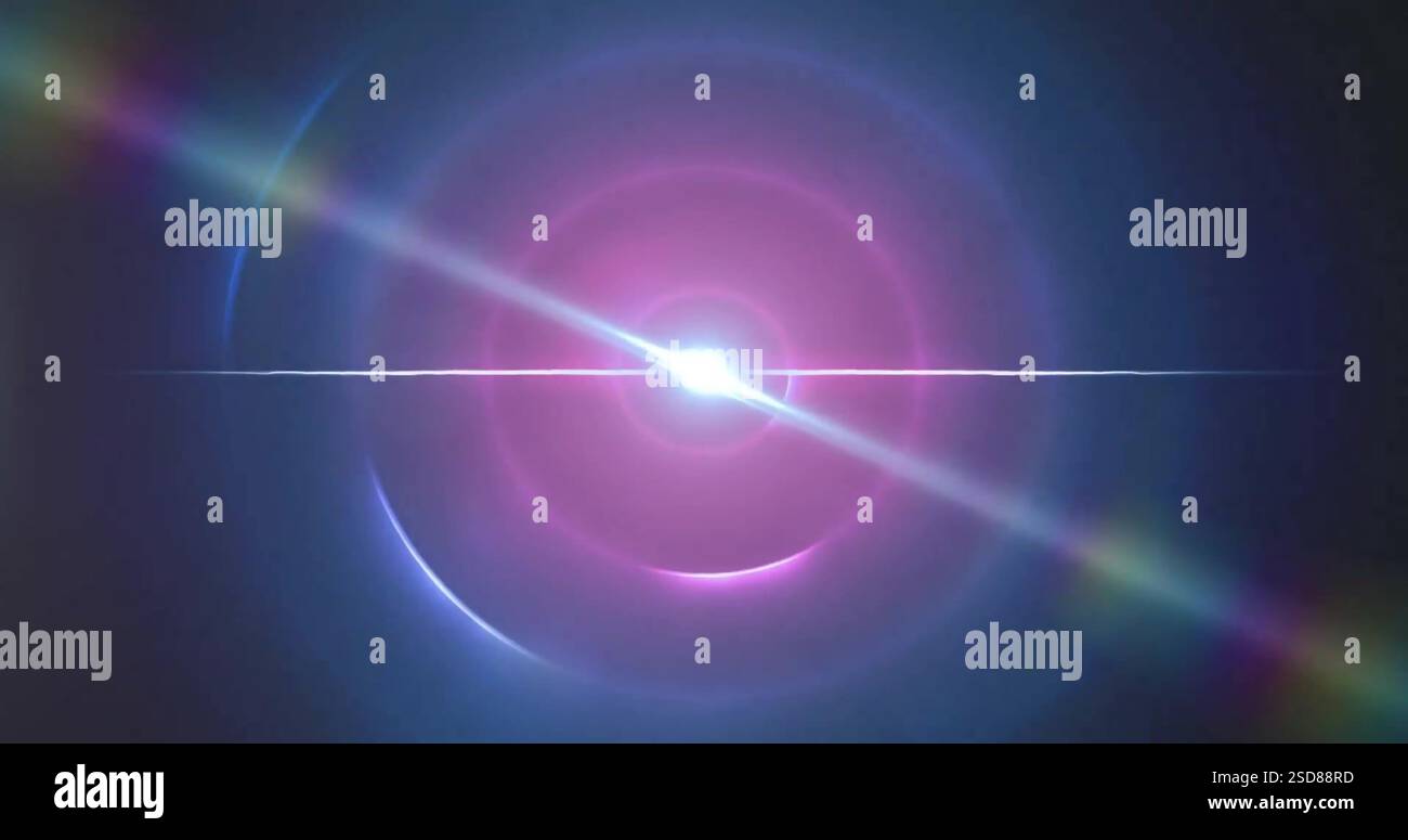 Image of data stream over blue and pink circular scanner on black ...