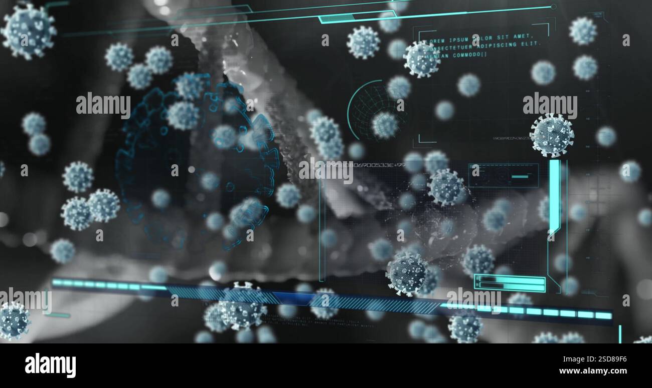 Image of virus cells and data processing over cells Stock Photo - Alamy