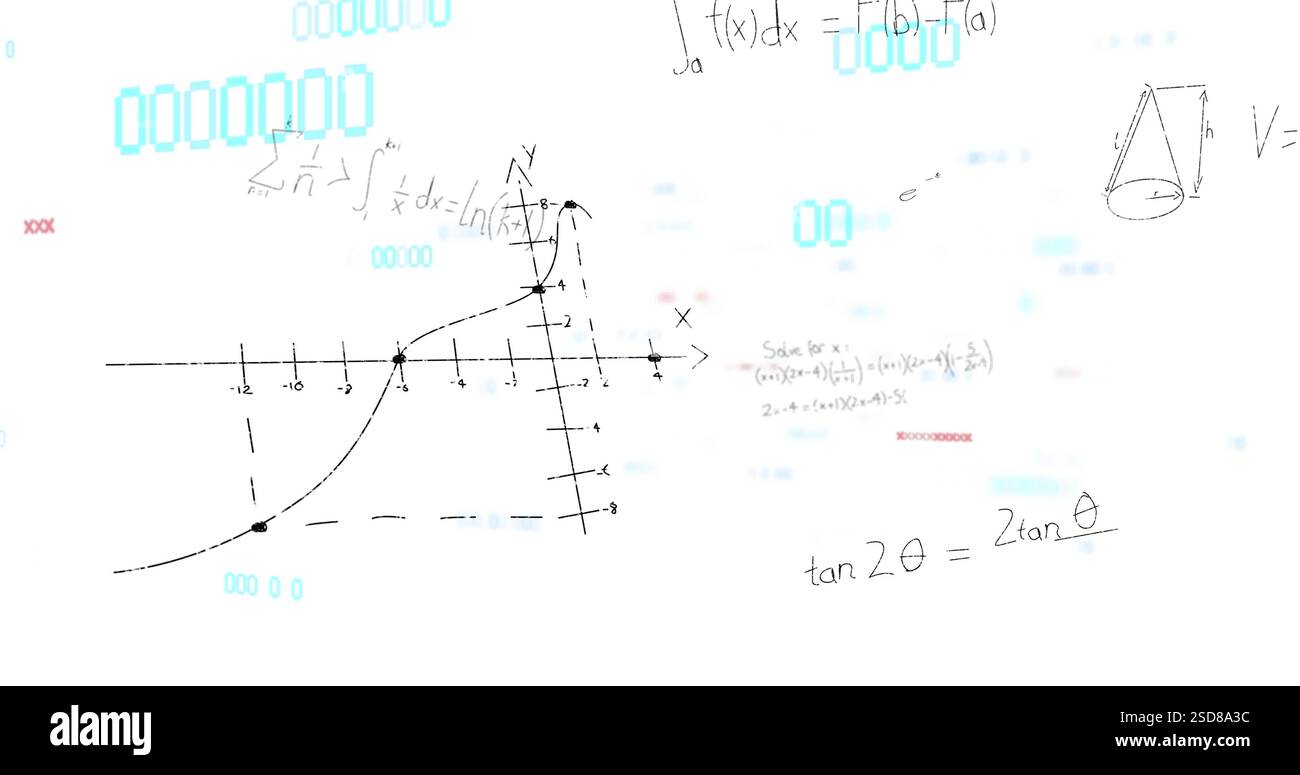 Image of mathematical data processing over white background Stock Photo ...