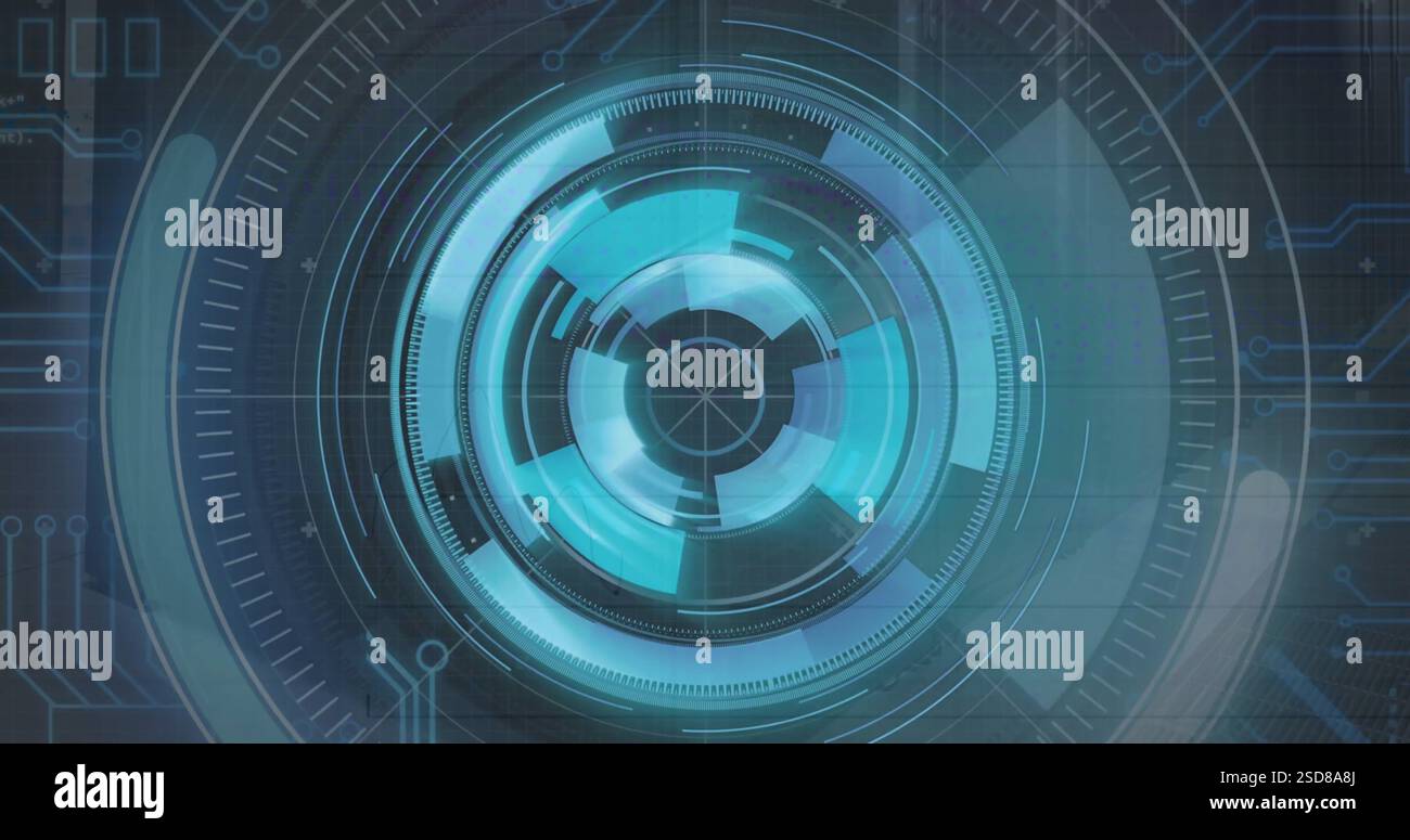 Image of scope scanning over shapes. Global technology and digital ...