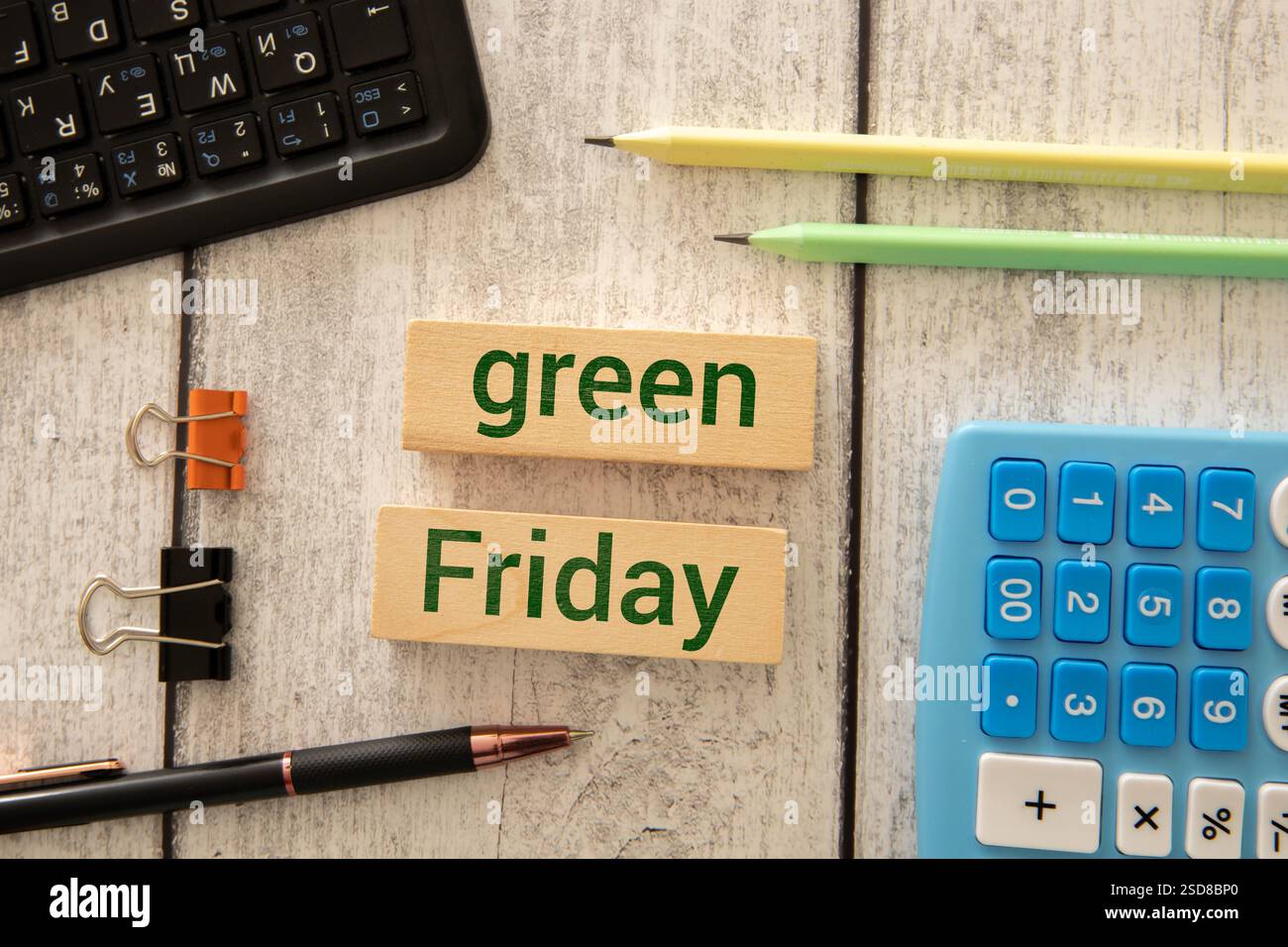 Green Friday text message on stick note on cork paper background Stock ...