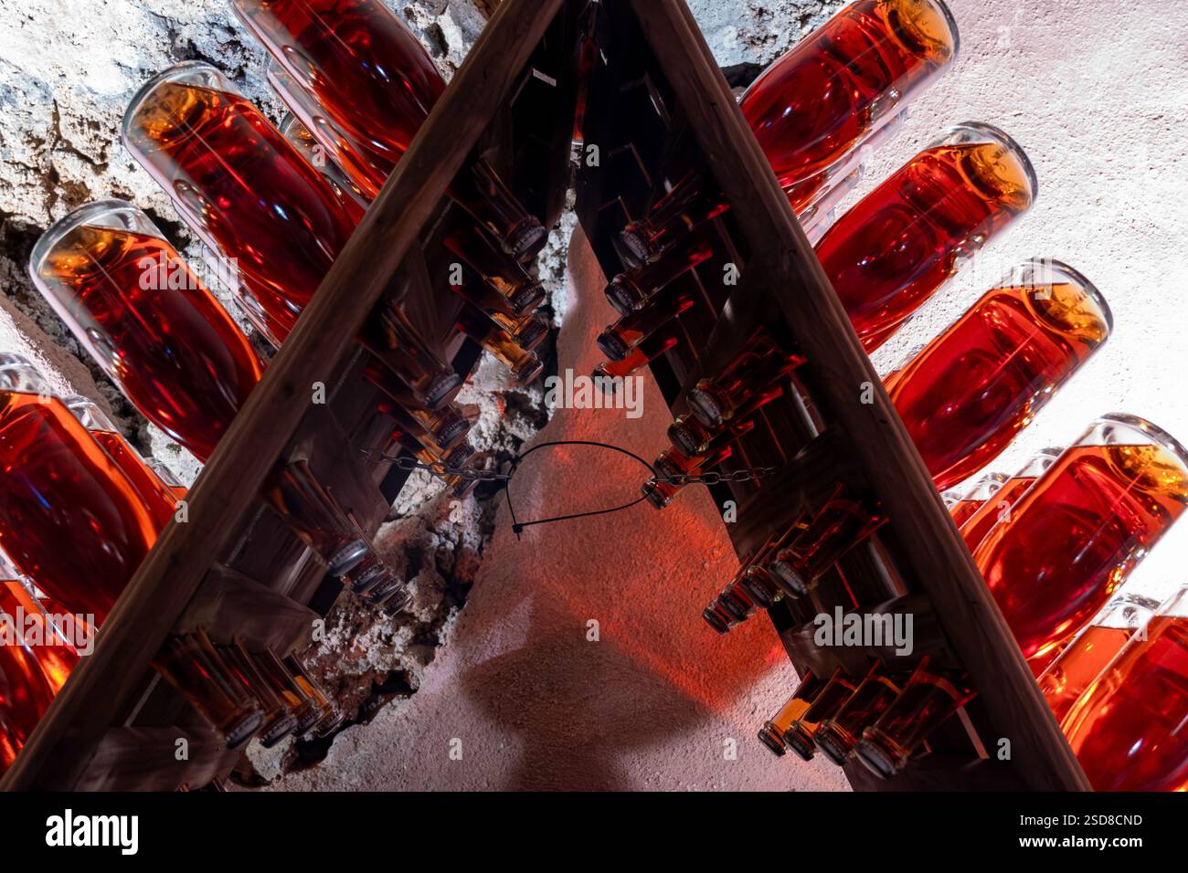 Sparkling dry rose wine production by traditional method in underground ...