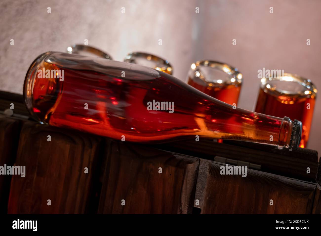 Sparkling dry rose wine production by traditional method in underground ...