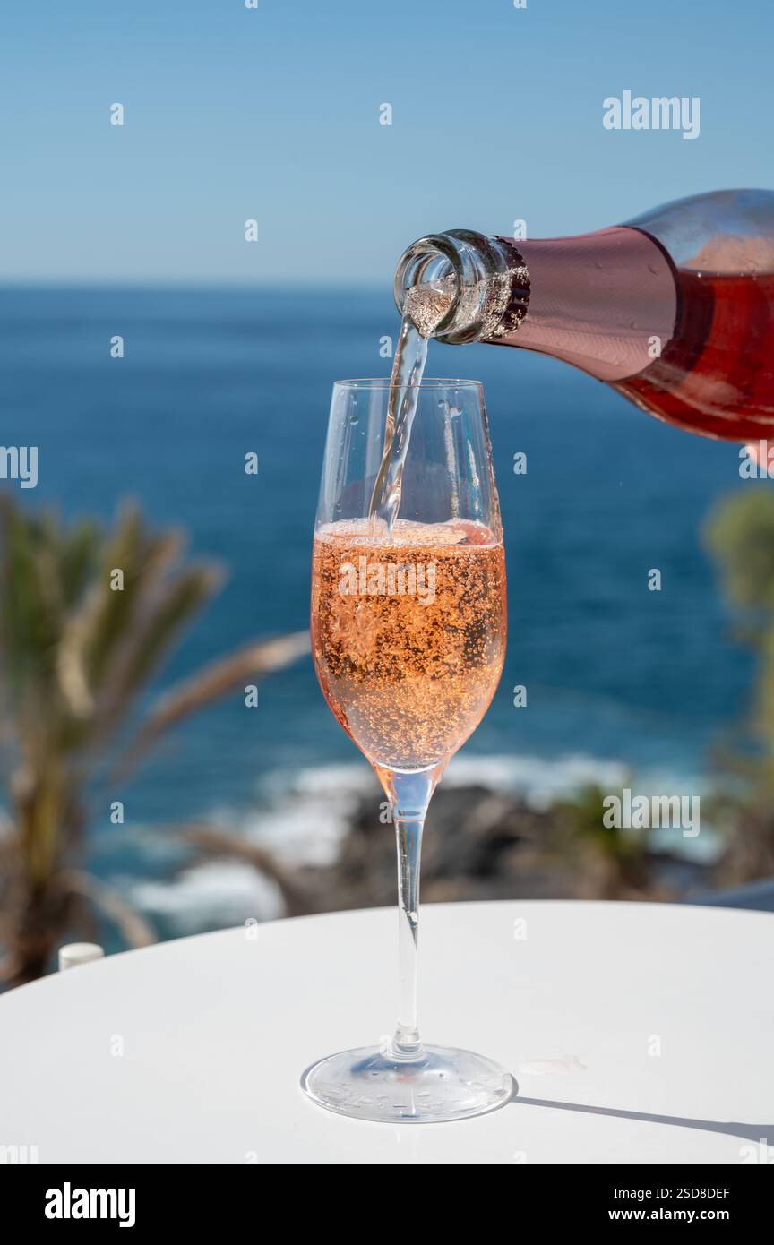 Celebration, birthday party, drinking of rose cava or champagne ...