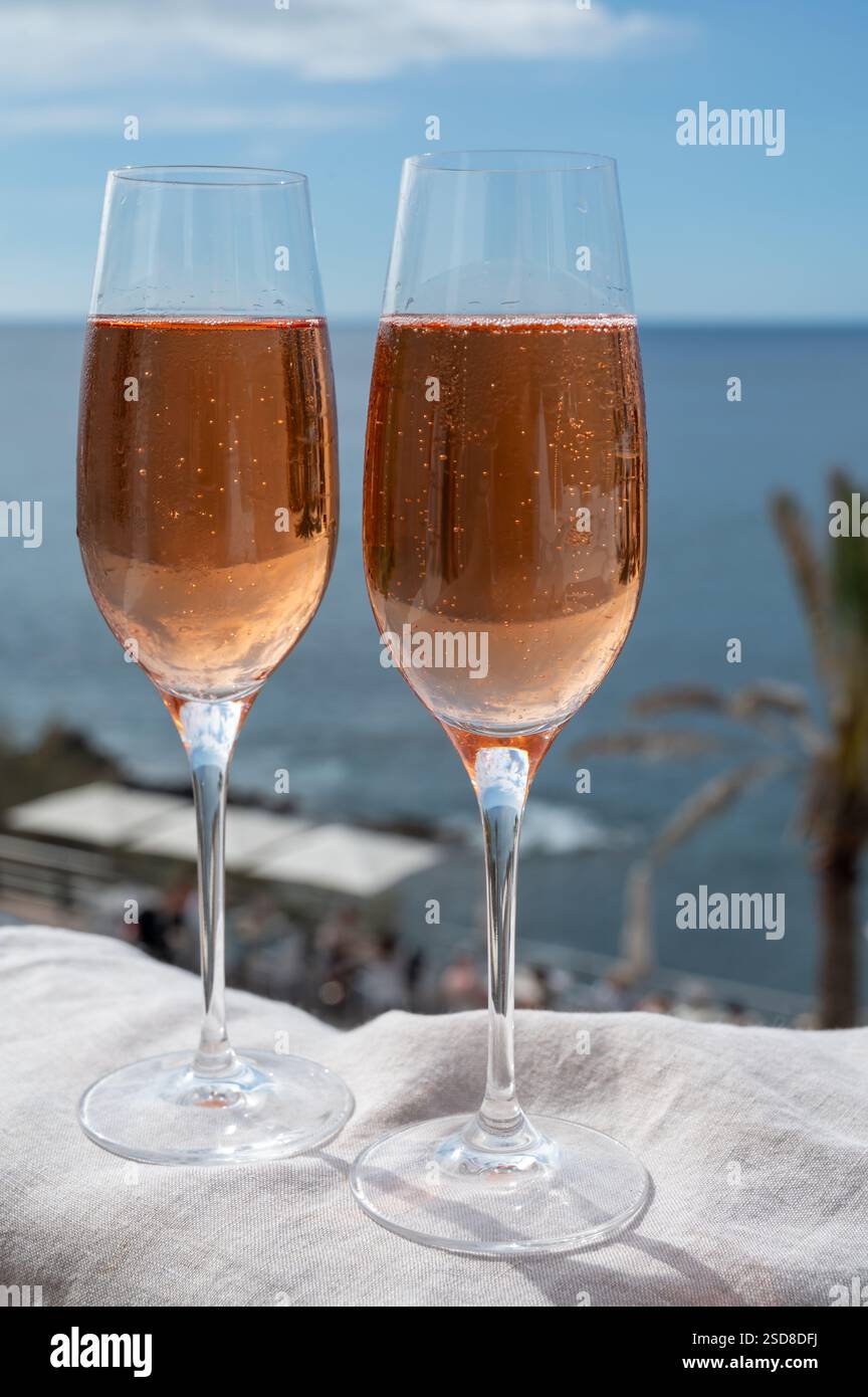 Celebration, birthday party, drinking of rose cava or champagne ...