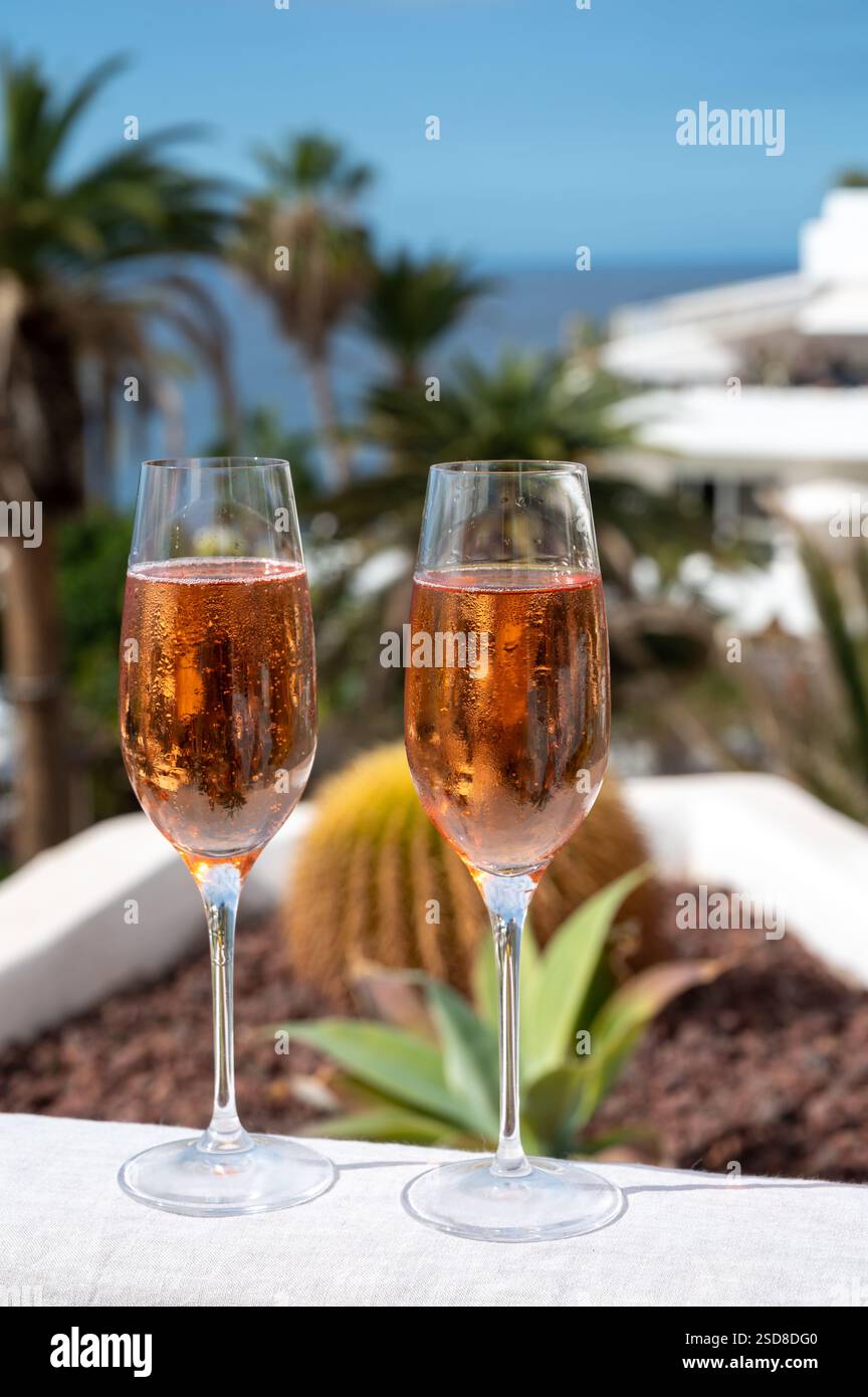 Celebration, birthday party, drinking of rose cava or champagne ...