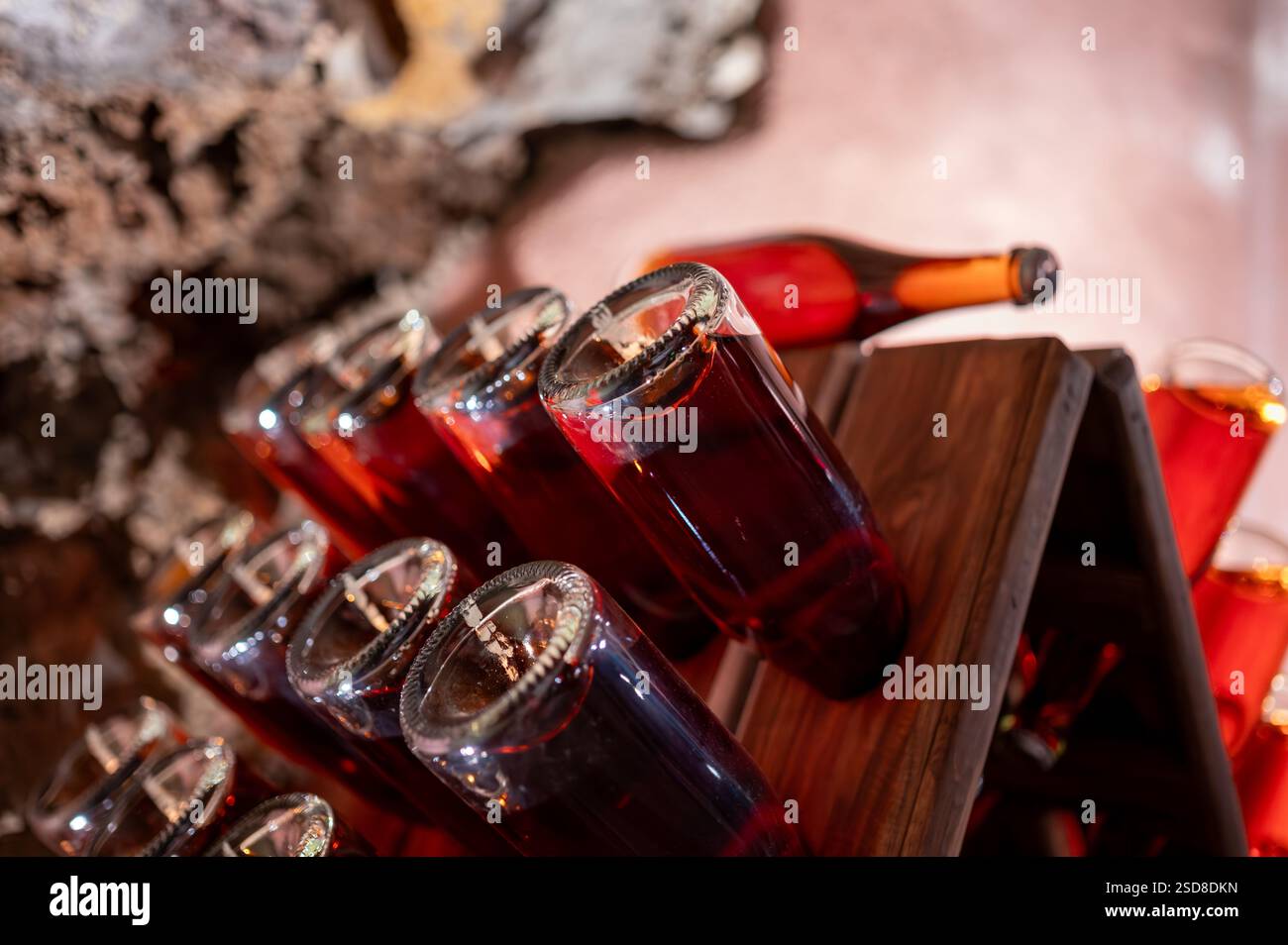 Sparkling dry rose wine production by traditional method in underground ...
