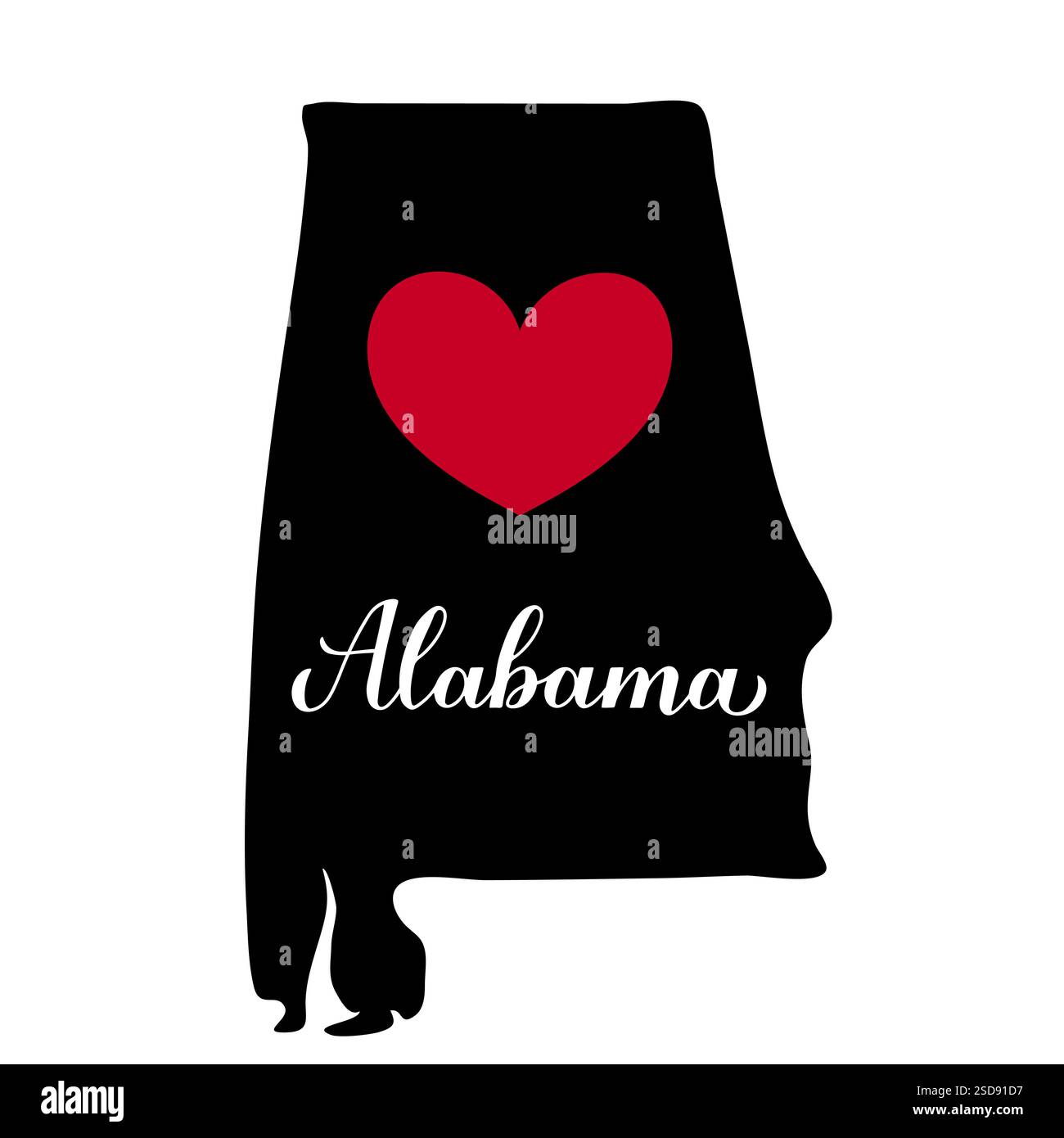 Alabama calligraphy hand lettering with map. USA patriotic sign. Vector ...