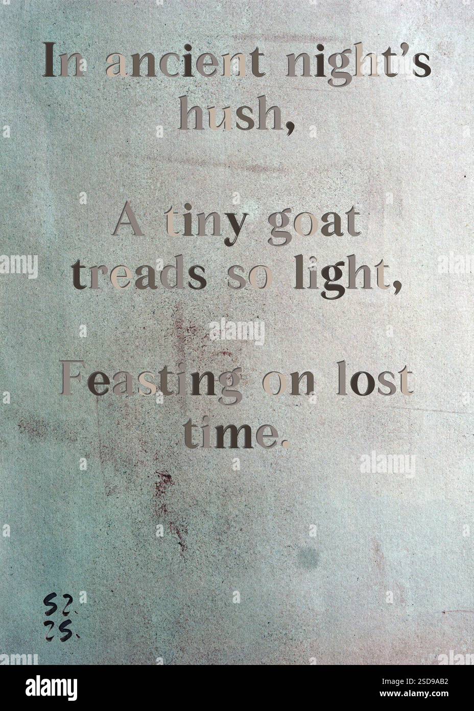 In ancient night's hush, A tiny goat treads so light, Feasting on lost ...