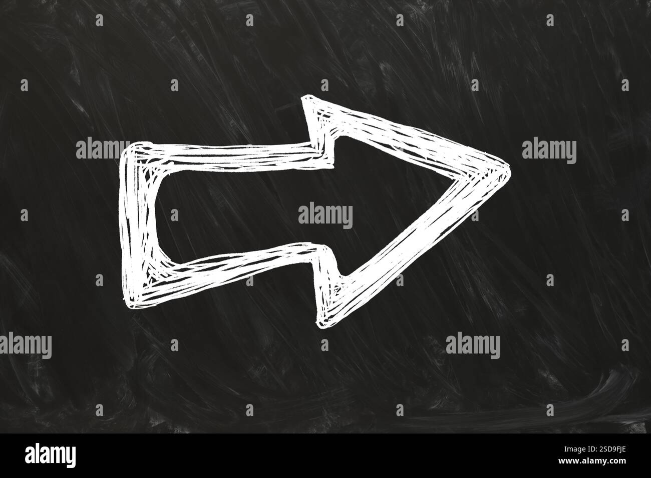 One white arrow on black chalkboard. Pointer Stock Photo - Alamy