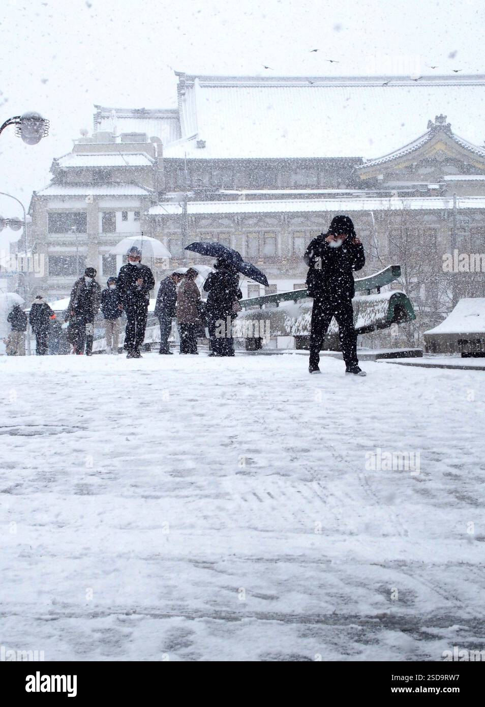 Kyoto city covered in snow due to cold wave is seen on February 8, 2025 ...