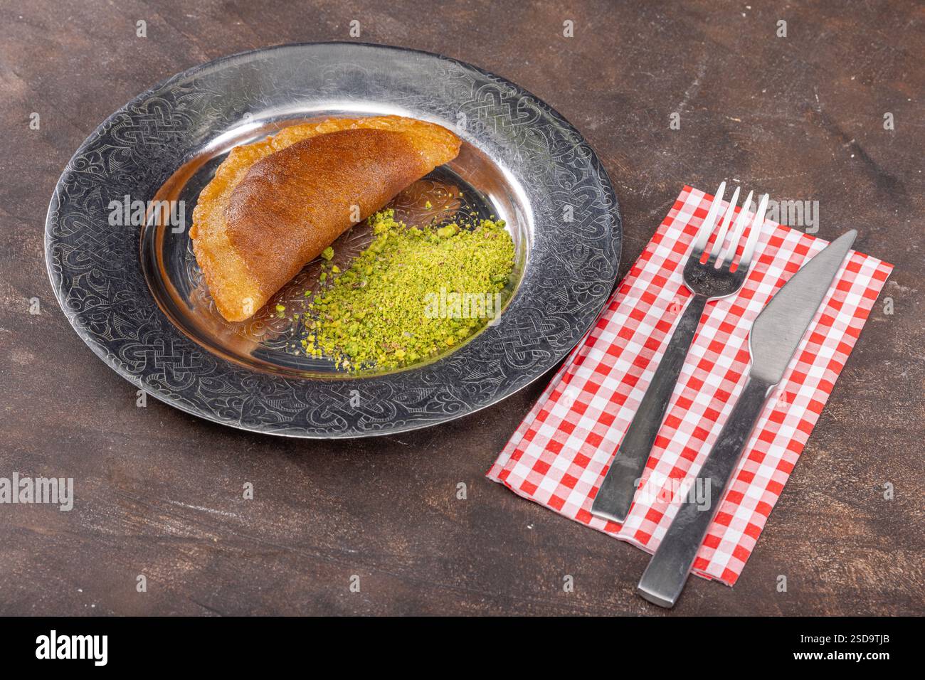 Traditional Turkish dessert called Arab Kadaif or tas kadayif. Turkish ...