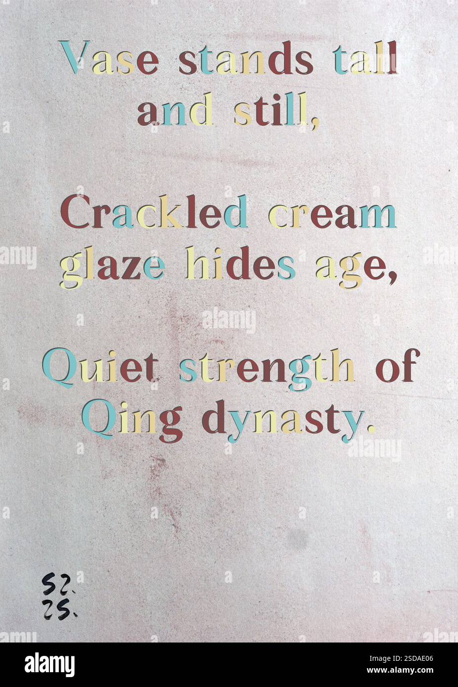 Vase stands tall and still, Crackled cream glaze hides age, Quiet ...