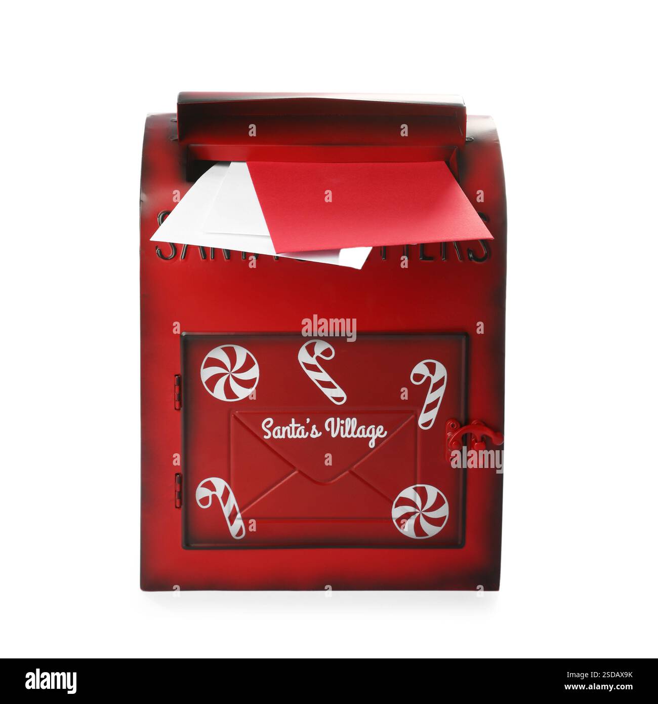 Santa Claus mail box with letters isolated on white. Christmas ...