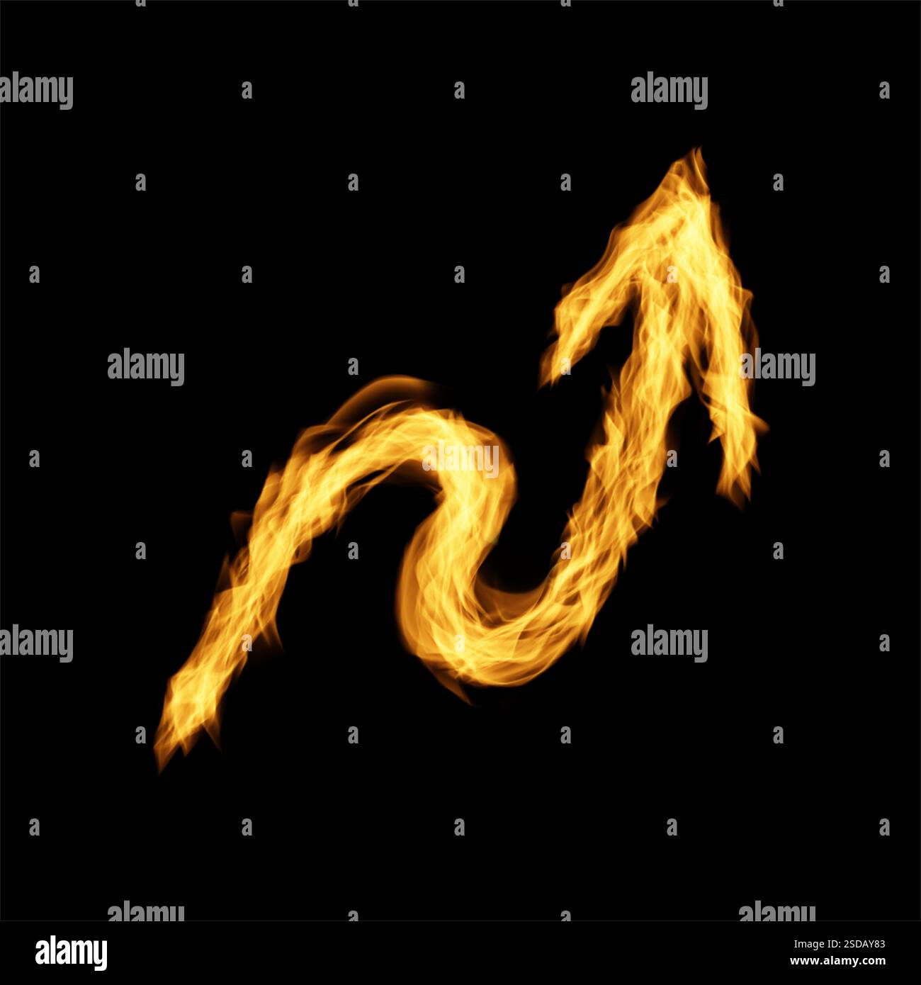 One arrow of fire on black background Stock Photo - Alamy