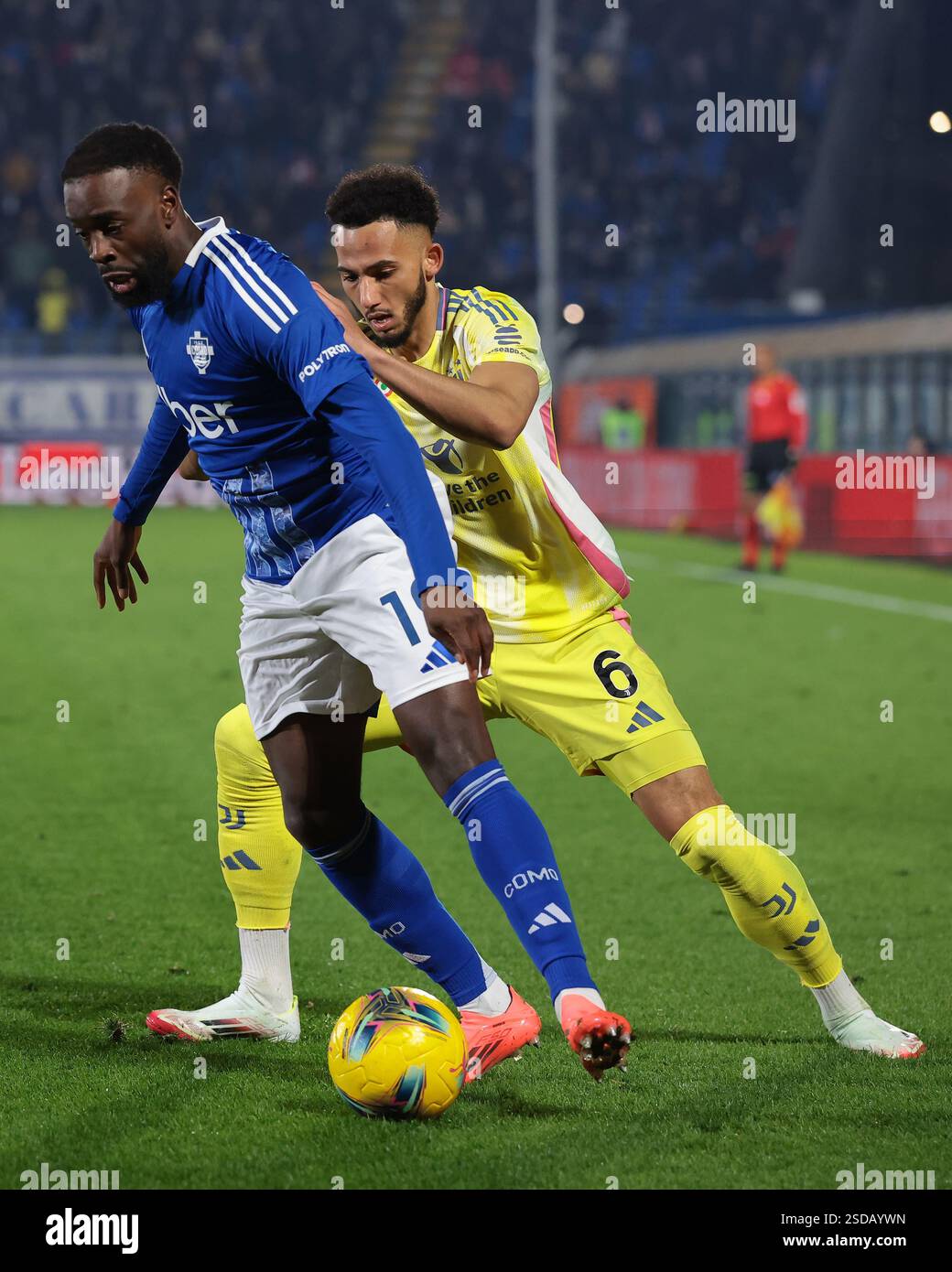 Como, Italy. 7th Feb, 2025. Jonathan Ikone of Como 1907 is pursued by ...