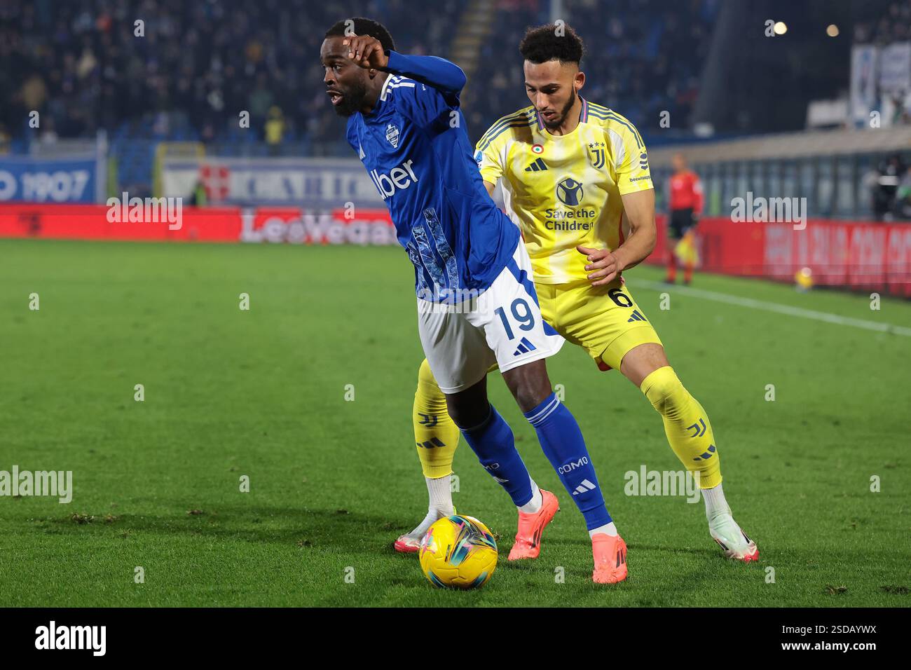 Como, Italy. 7th Feb, 2025. Jonathan Ikone of Como 1907 is pursued by ...