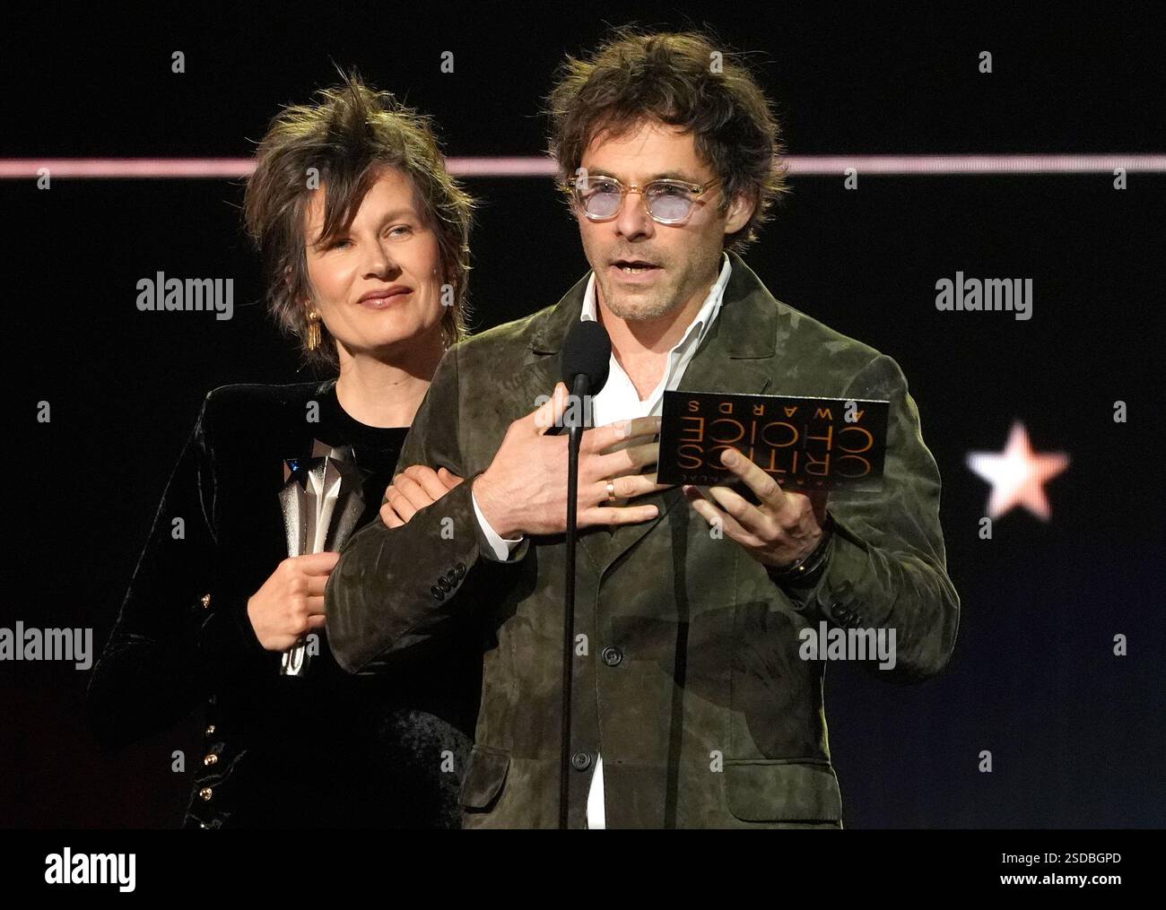 Camille, left, and Clément Ducol accept the award for best song for "El ...