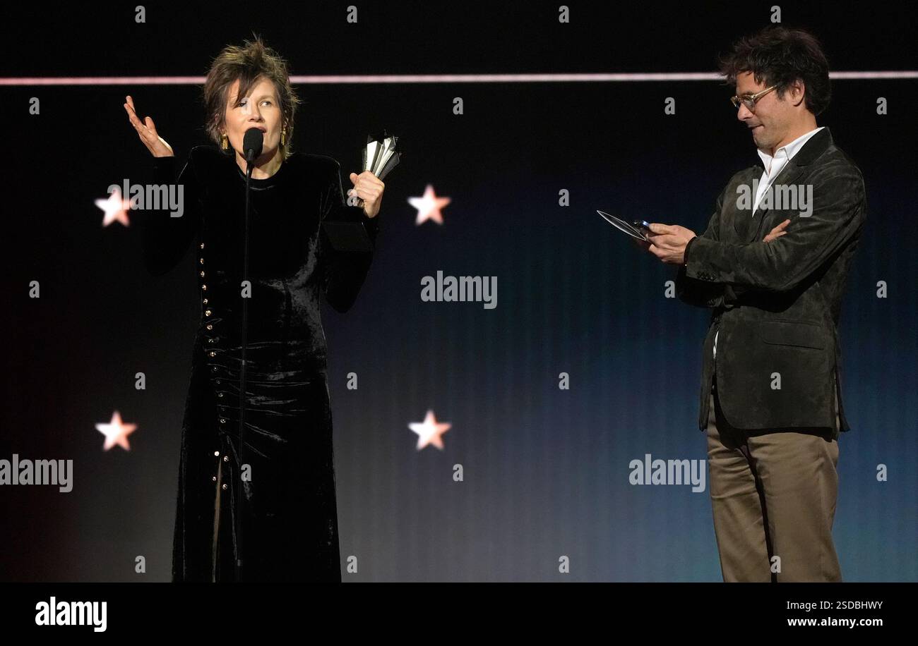 Camille, left, and Clément Ducol accept the award for best song for "El ...