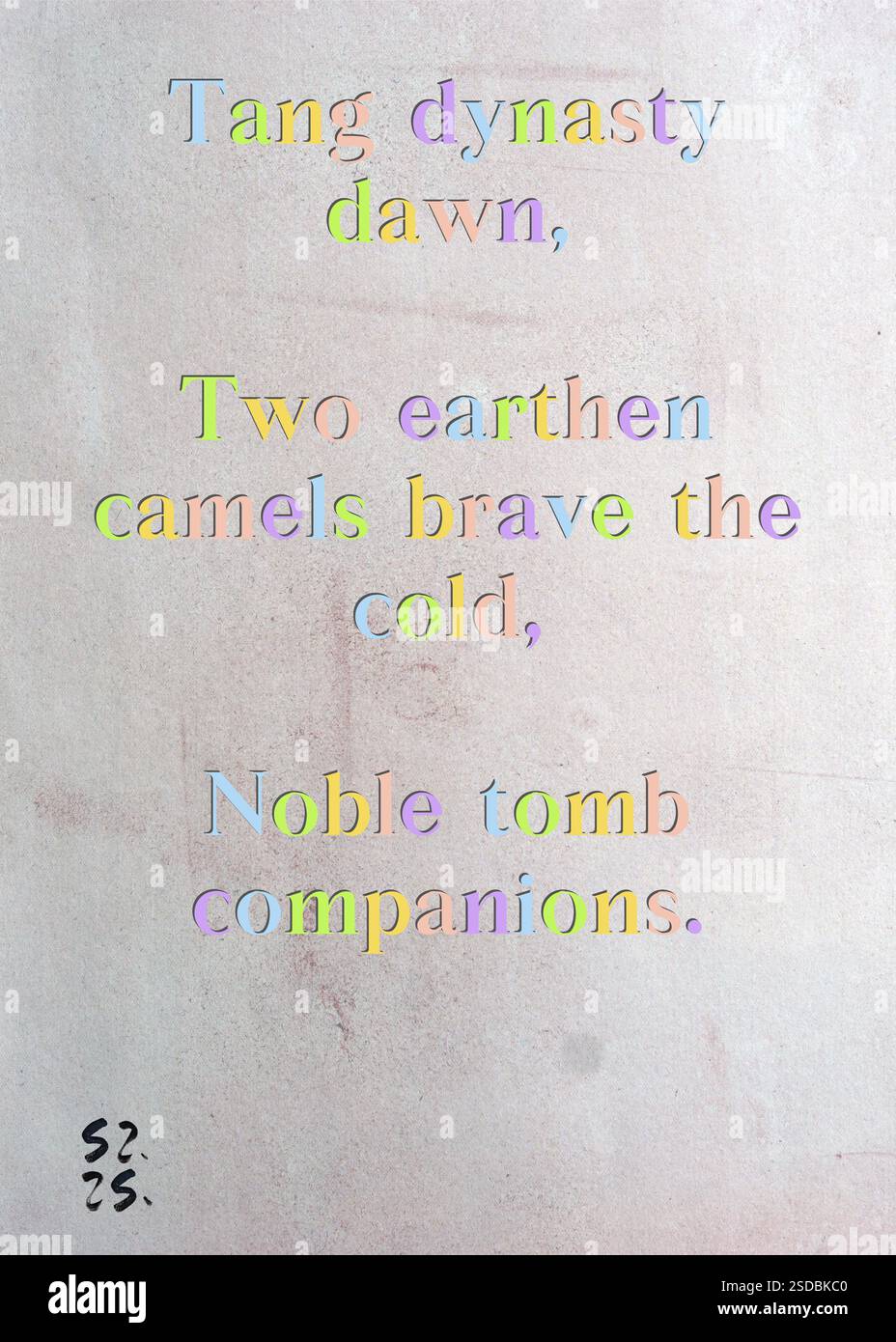 Tang dynasty dawn, Two earthen camels brave the cold, Noble tomb ...