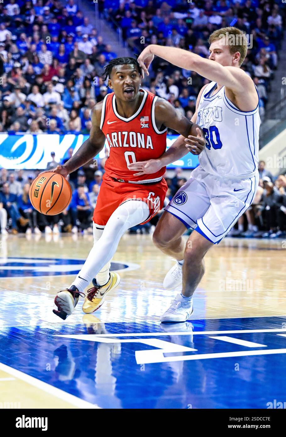 PROVO, UT - February 04: Arizona Wildcats guard Jaden Bradley (0) tries ...