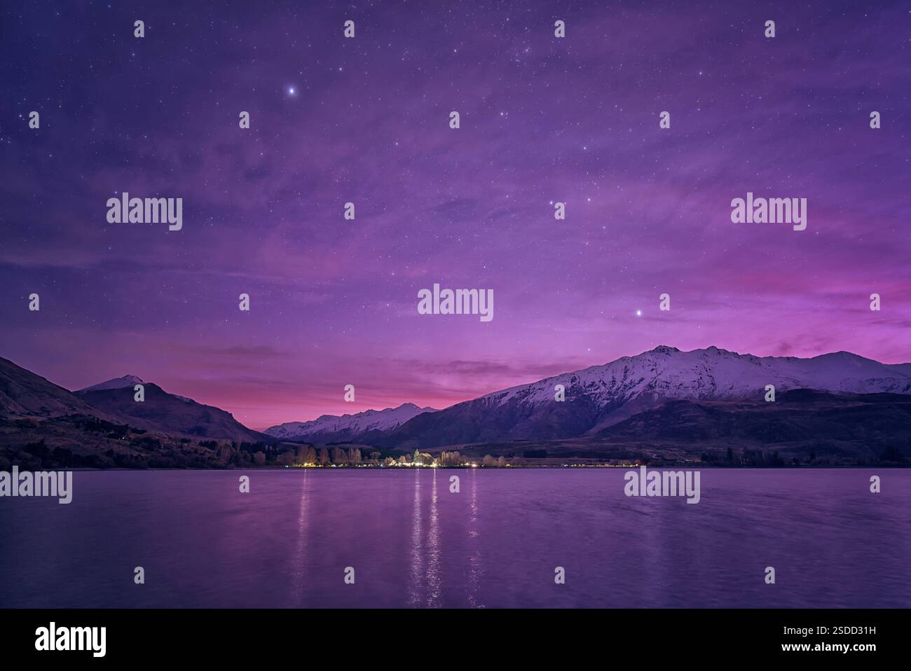 Astronomical Twilight at Glendhu Bay, Wanaka, New Zealand Stock Photo ...