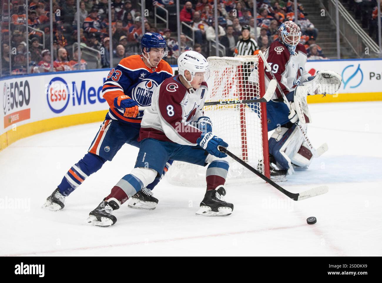 Colorado Avalanche's Cale Makar (8) and Edmonton Oilers' Ryan Nugent ...