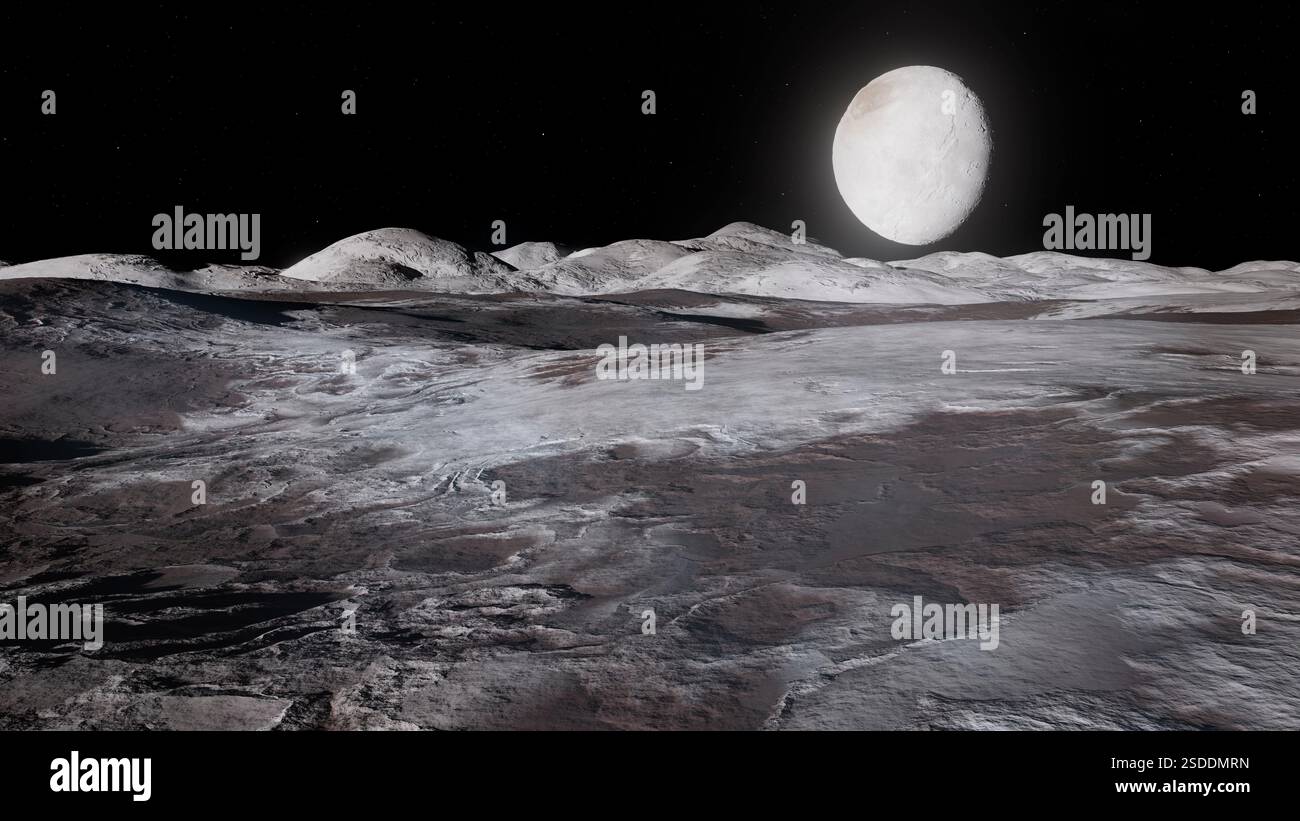 Artwork of Charon Seen from Pluto Stock Photo - Alamy