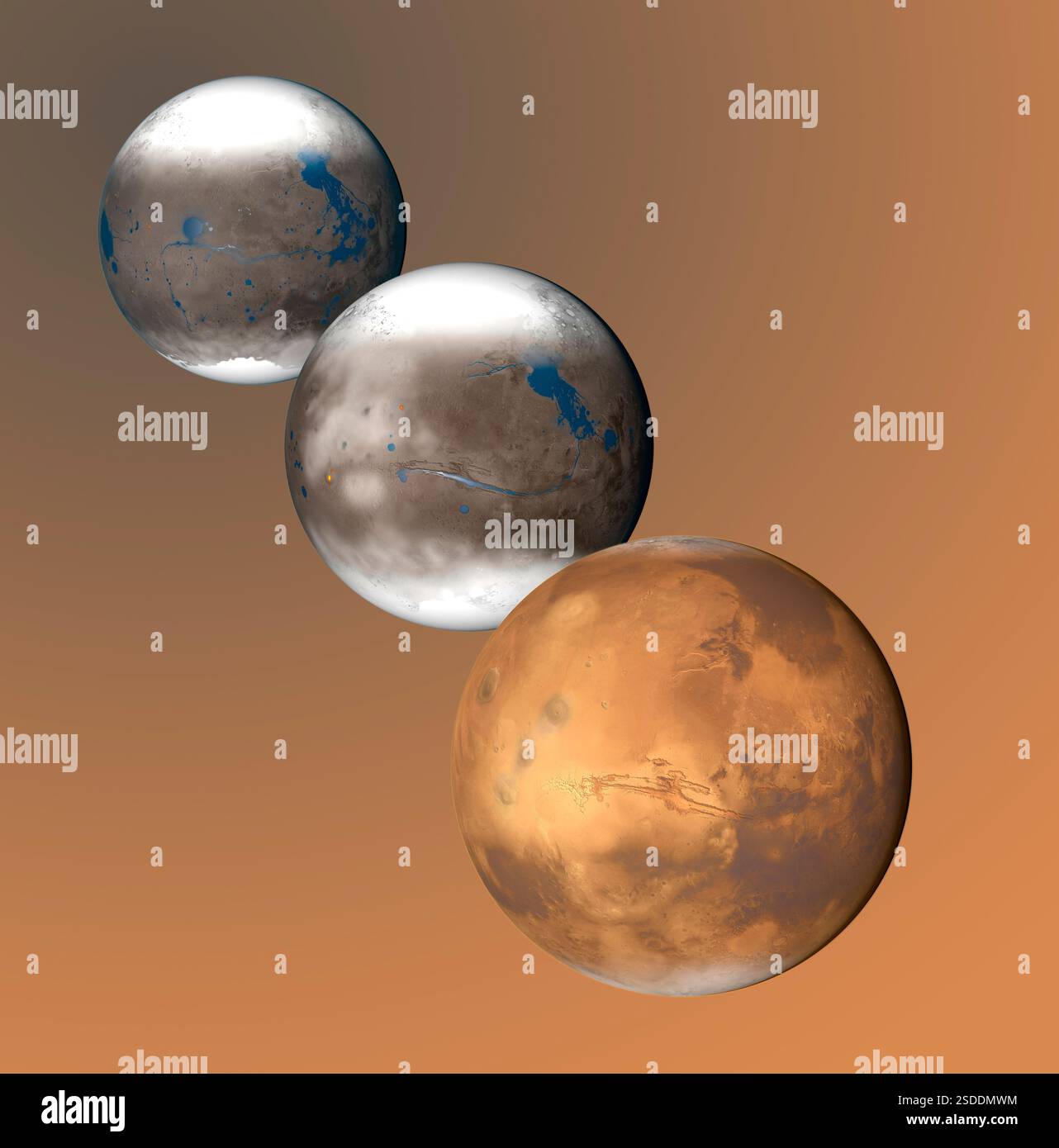 Artwork depicting Mars evolution Stock Photo - Alamy