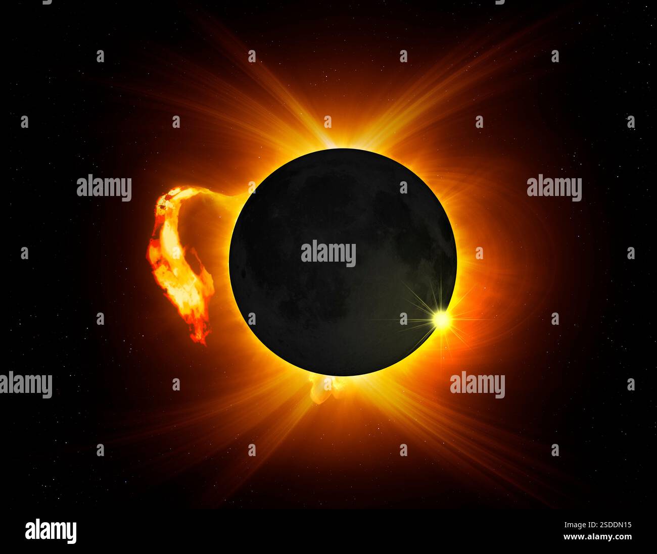 Digital illustration of the solar atmosphere revealed during a total ...