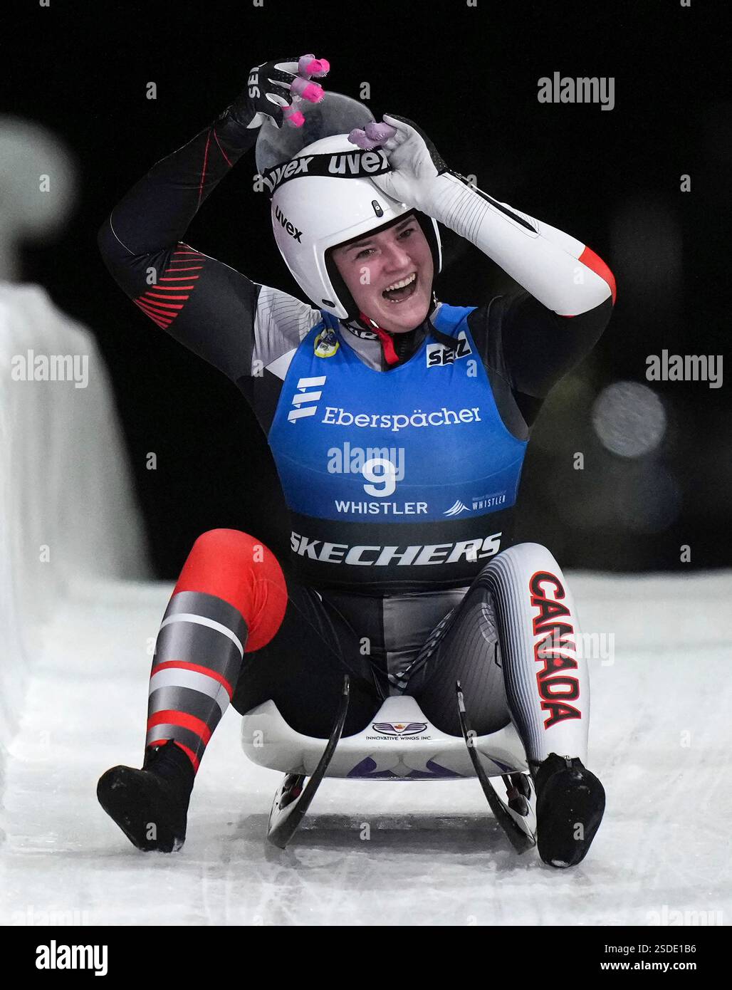 Canada's Embyr-Lee Susko celebrates after racing to a fourth-place ...