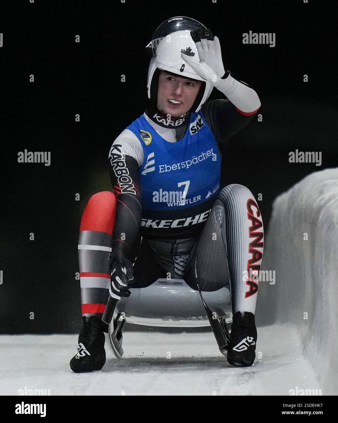 Canada's Trinity Ellis comes to a stop after racing to a 13th-place ...
