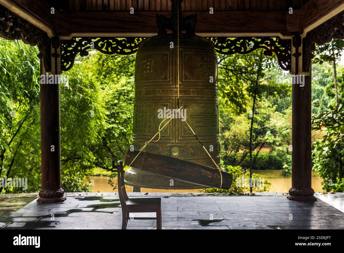 Ancient bell hanging in Tu Hieu Pagoda, Hue, Vietnam, Monday, November ...