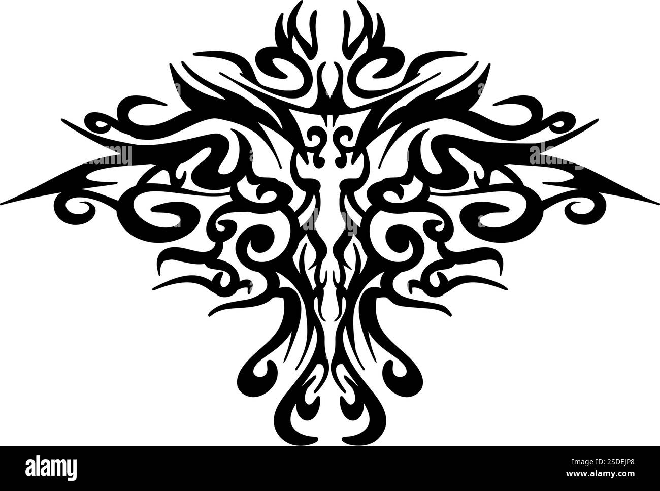 A symmetrical tribal tattoo design, perfect for adding a touch of edgy ...