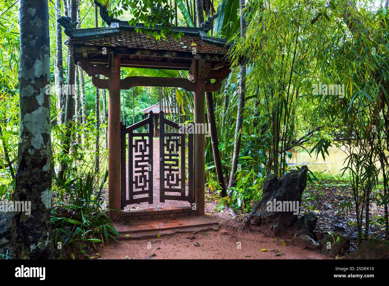 Wooden gateway at Tu Hieu Pagoda, Hue, Vietnam, Monday, November 04 ...