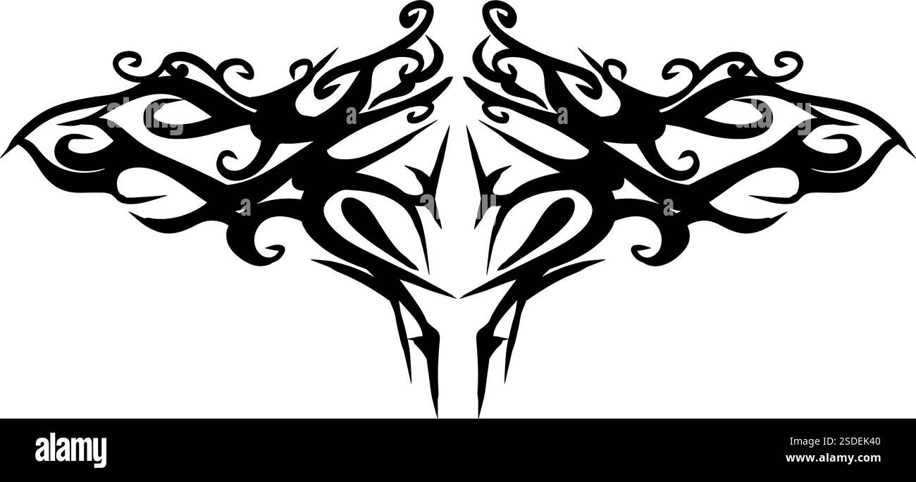 A symmetrical tribal tattoo design, perfect for adding a touch of edgy ...