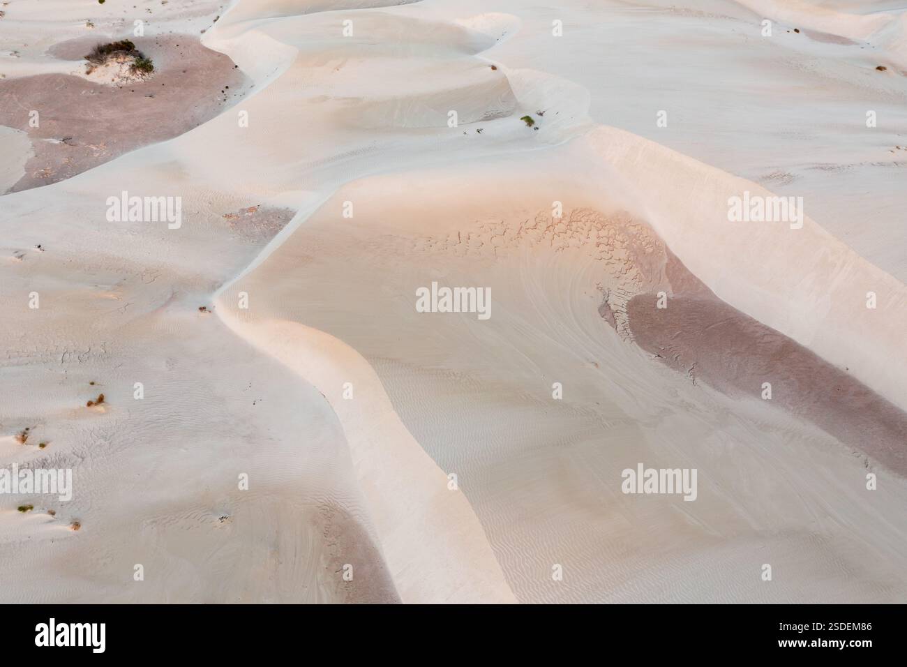 Aerial view of patterns and hills in sand dunes at Yanerbie on the Eyre ...