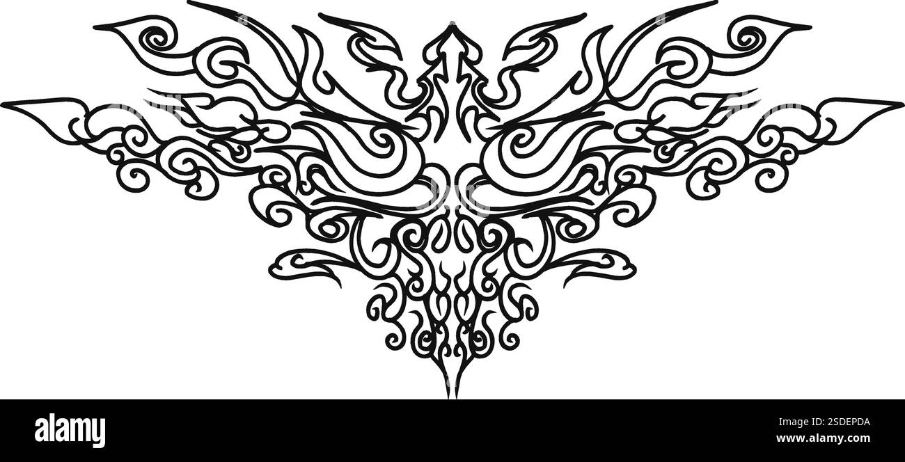 A symmetrical tribal tattoo design, perfect for adding a touch of edgy ...