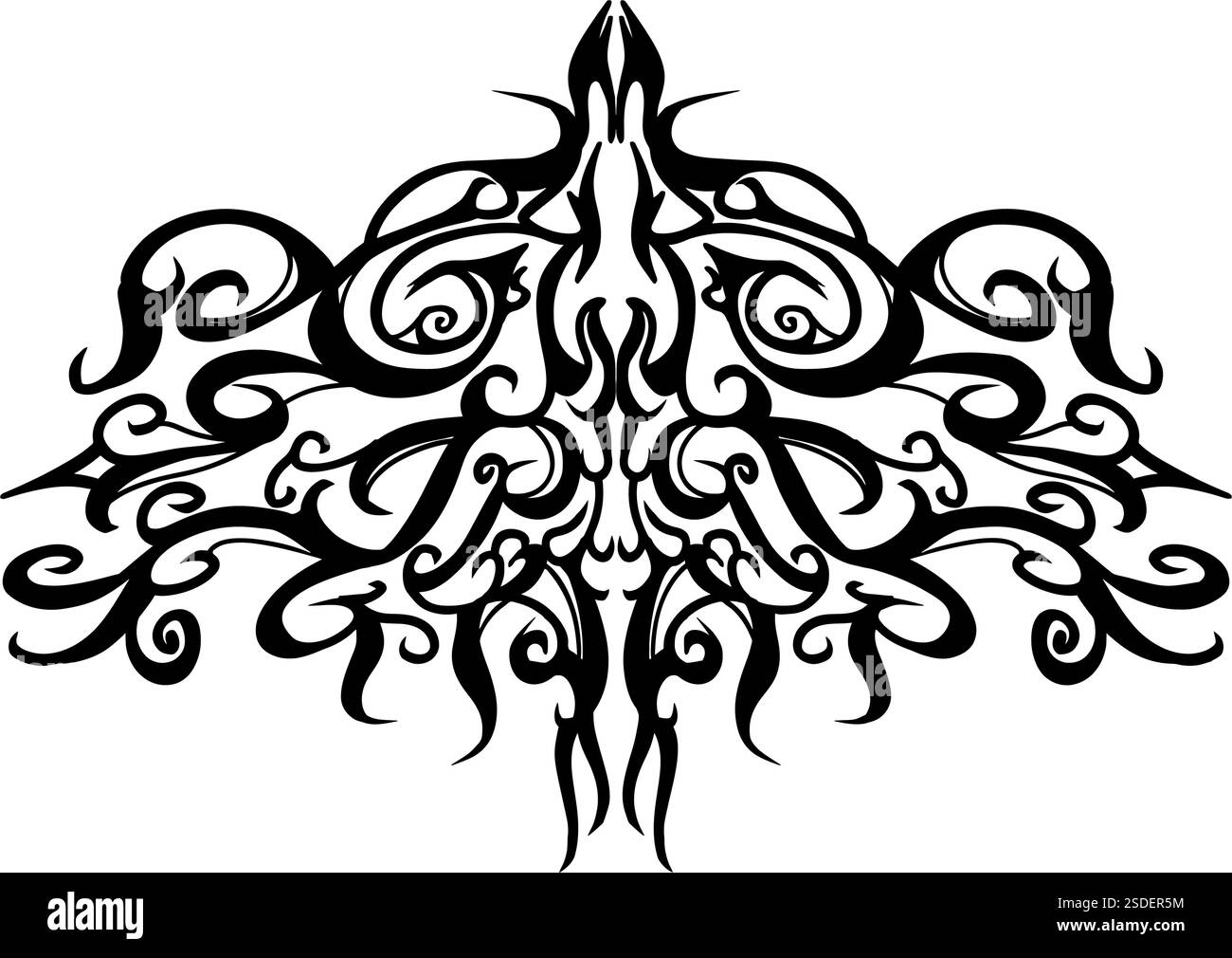 A symmetrical tribal tattoo design, perfect for adding a touch of edgy ...