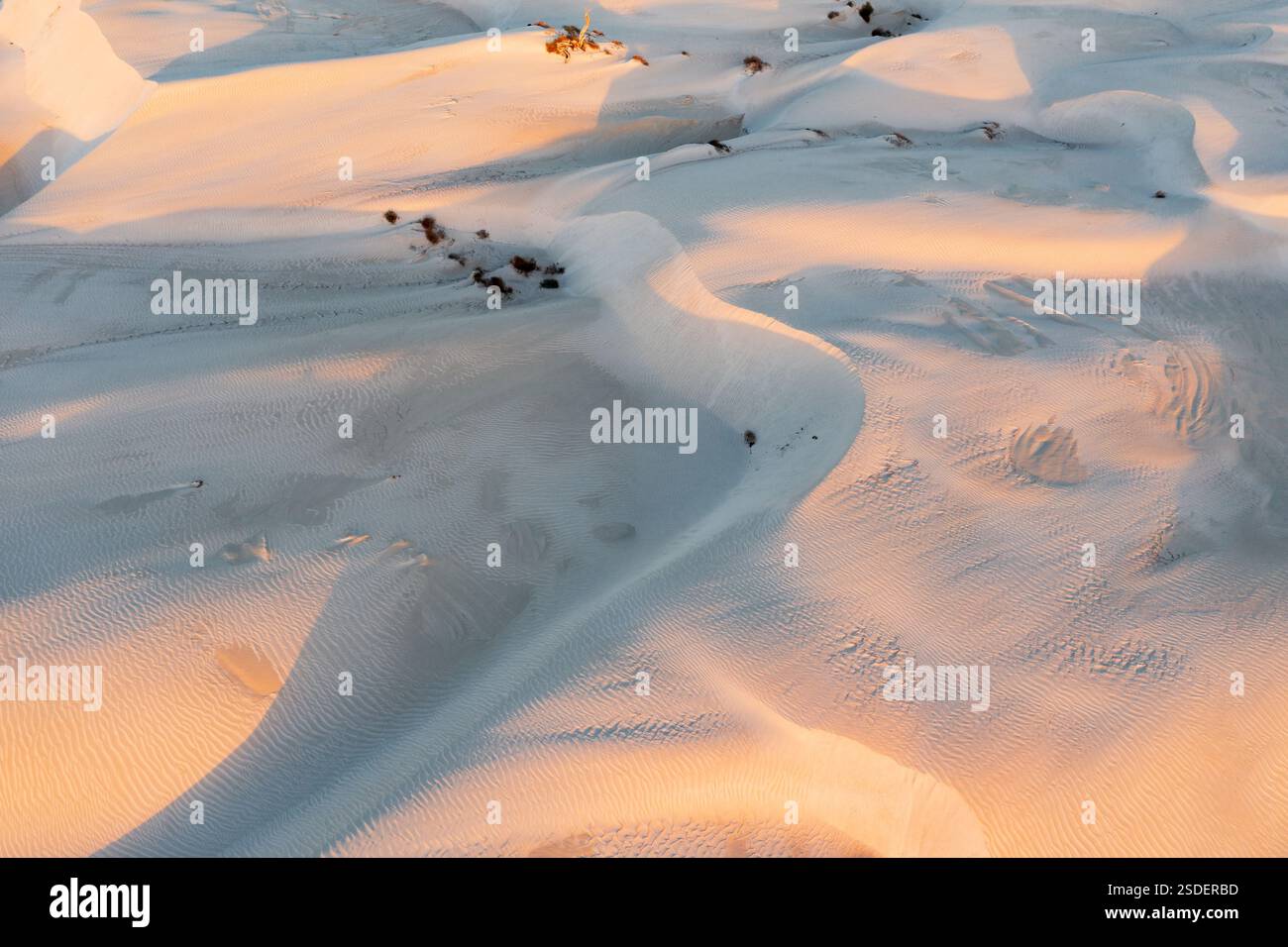 Aerial view of patterns and hills in sand dunes at Yanerbie on the Eyre ...