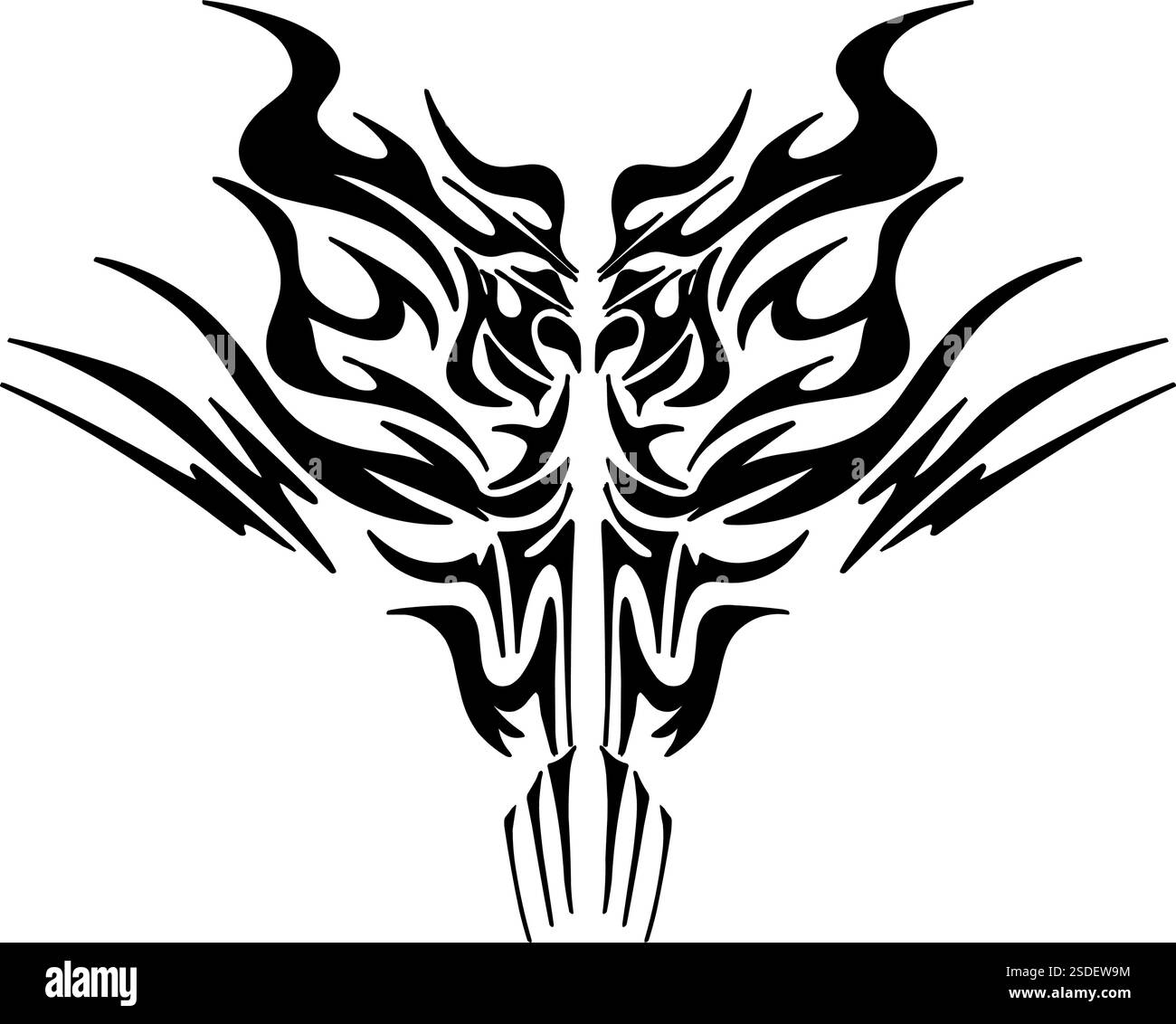 A symmetrical tribal tattoo design, perfect for adding a touch of edgy ...