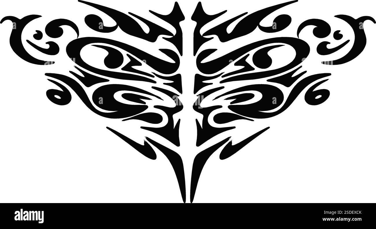A symmetrical tribal tattoo design, perfect for adding a touch of edgy ...