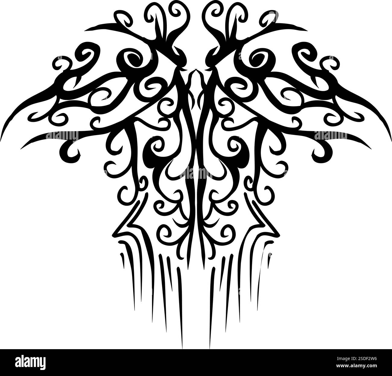 A symmetrical tribal tattoo design, perfect for adding a touch of edgy ...
