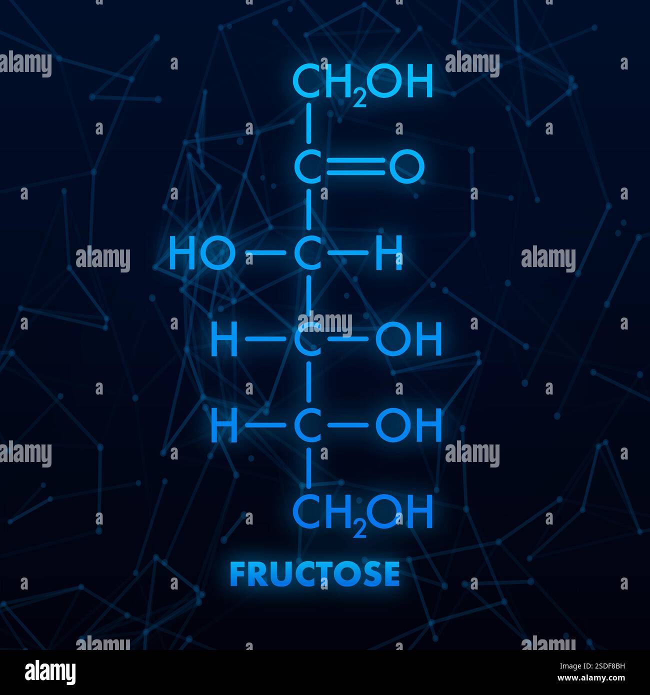 Fructose Molecular Structure with Plexus Effect Representing Chemical ...