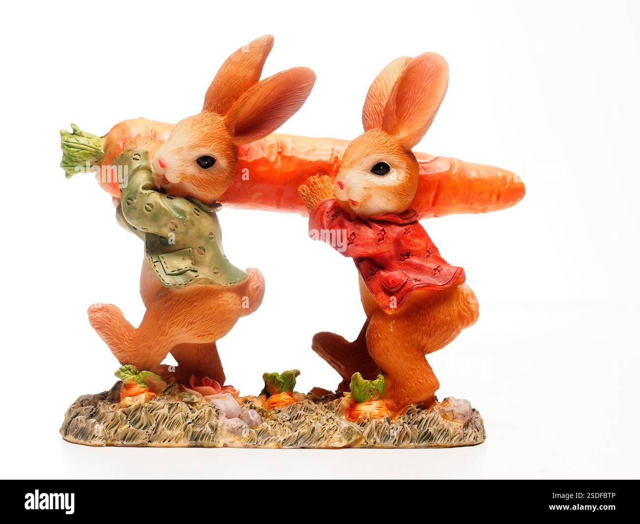 Antique Easter figurine depicting two rabbits carrying carrots on their ...
