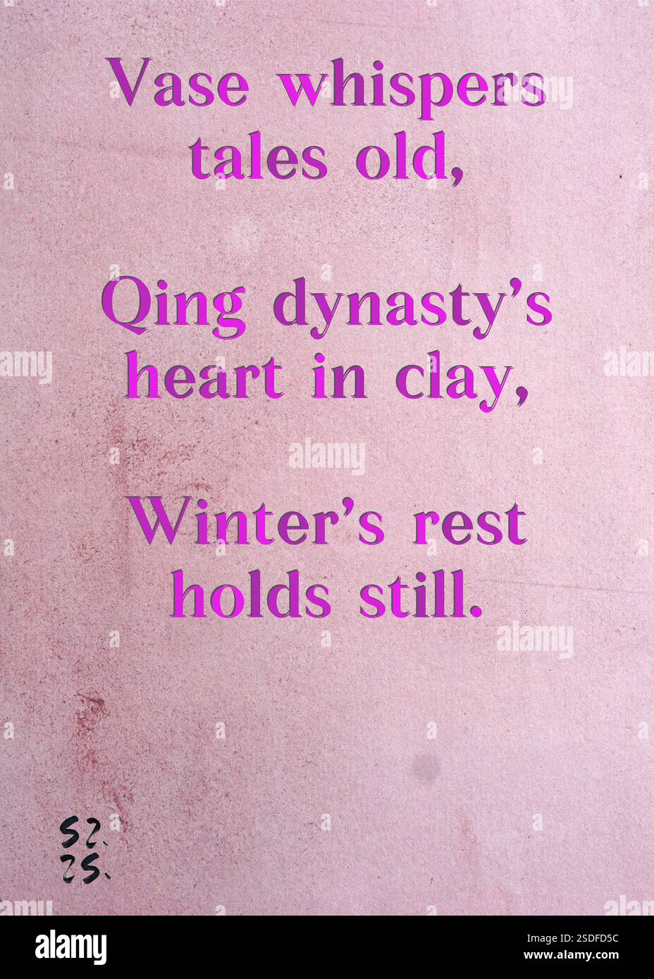 Vase whispers tales old, Qing dynasty's heart in clay, Winter's rest ...