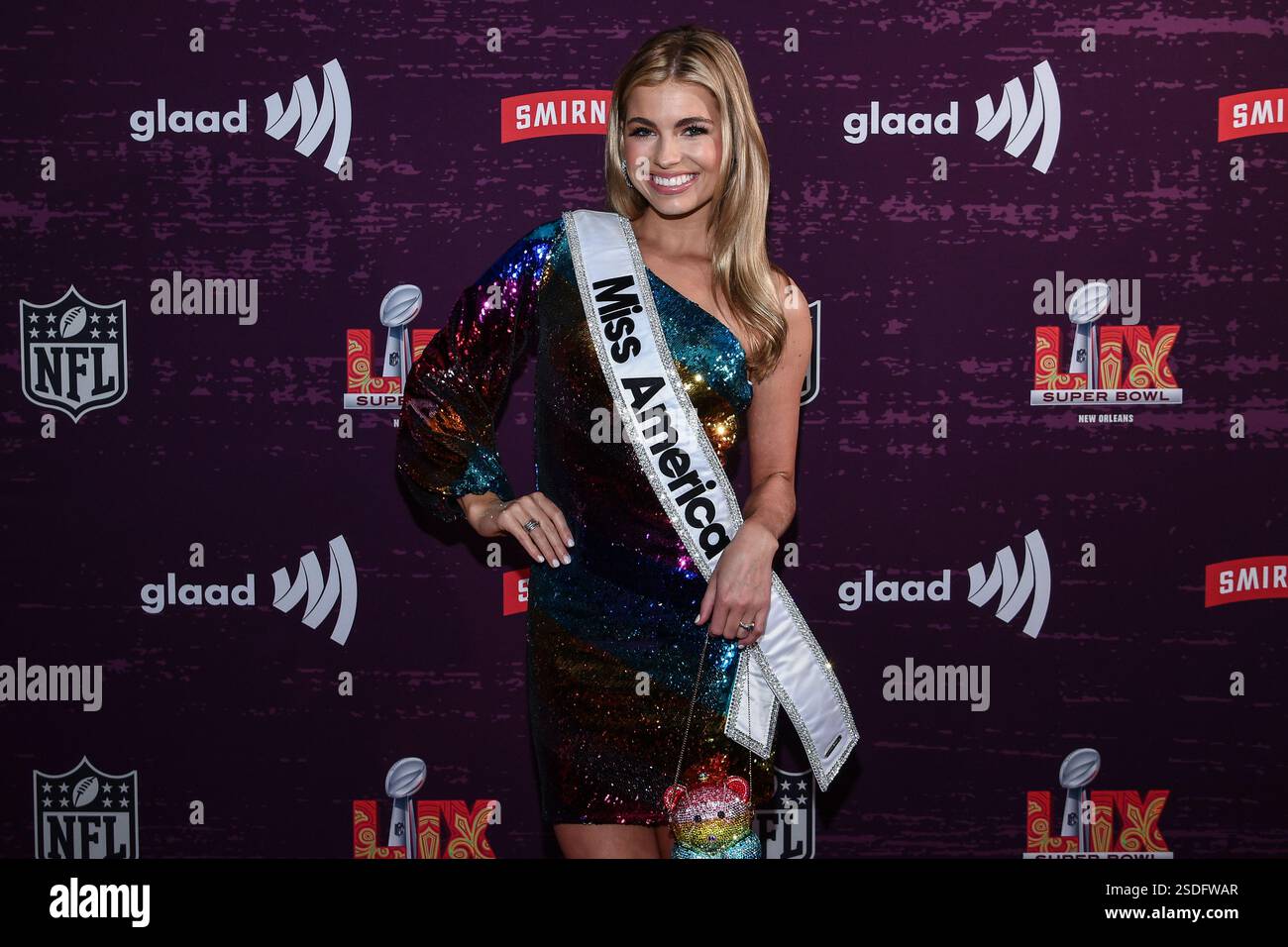 New Orleans, USA. 07th Feb, 2025. Abbie Stockard walking on the red ...