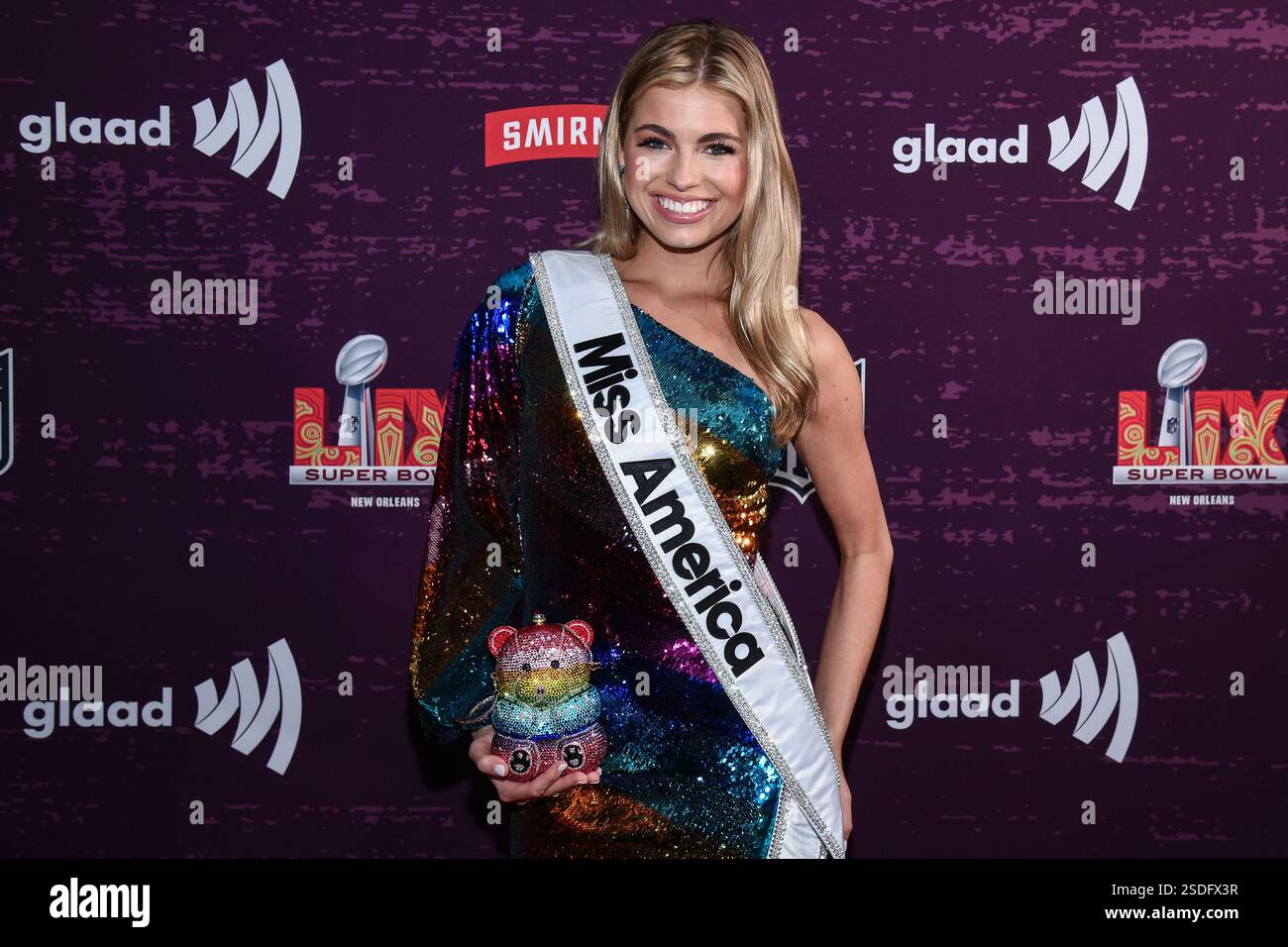New Orleans, USA. 07th Feb, 2025. Abbie Stockard walking on the red ...
