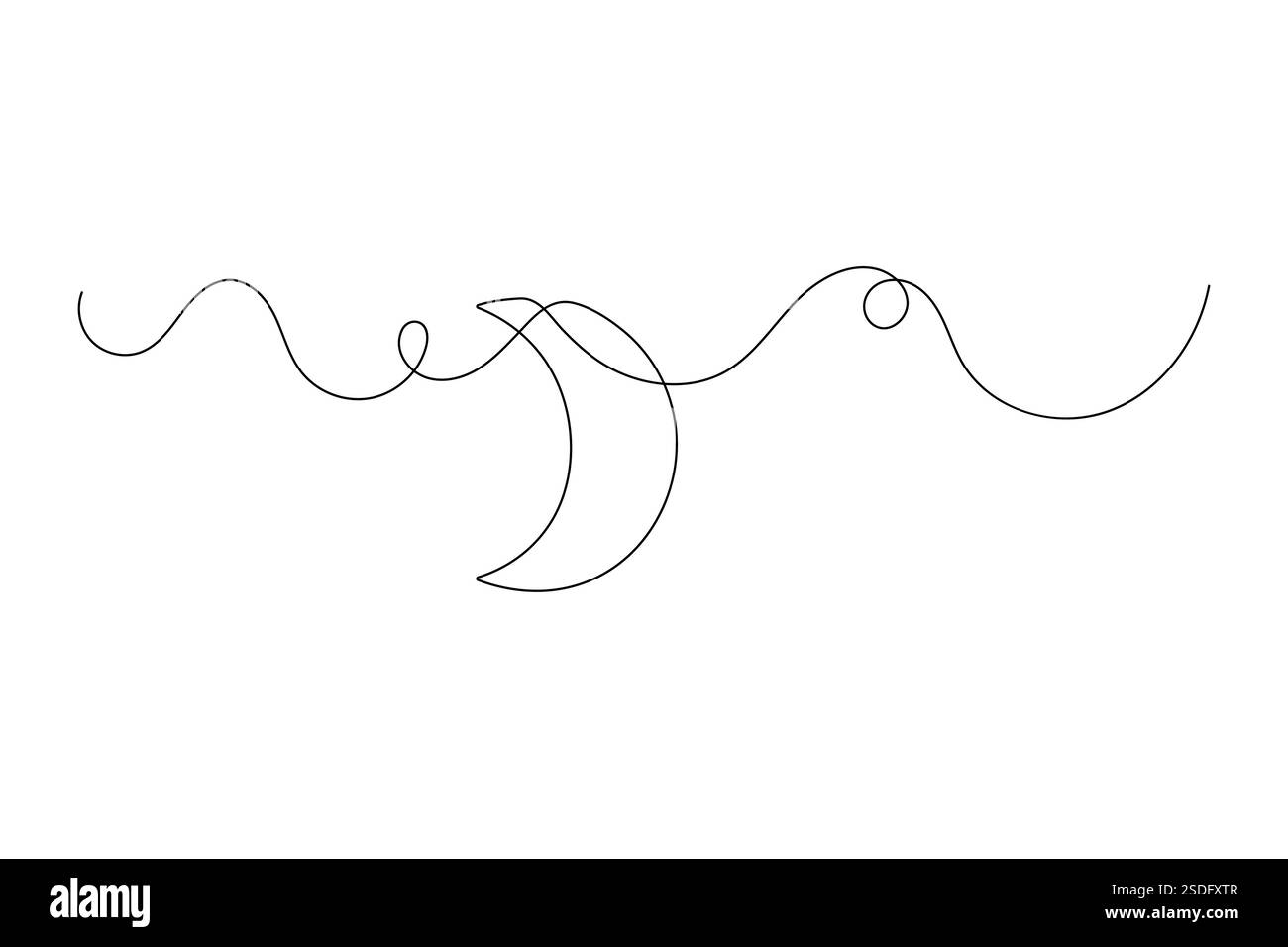 Moon continuous one line drawing and minimalist style isolated outline ...